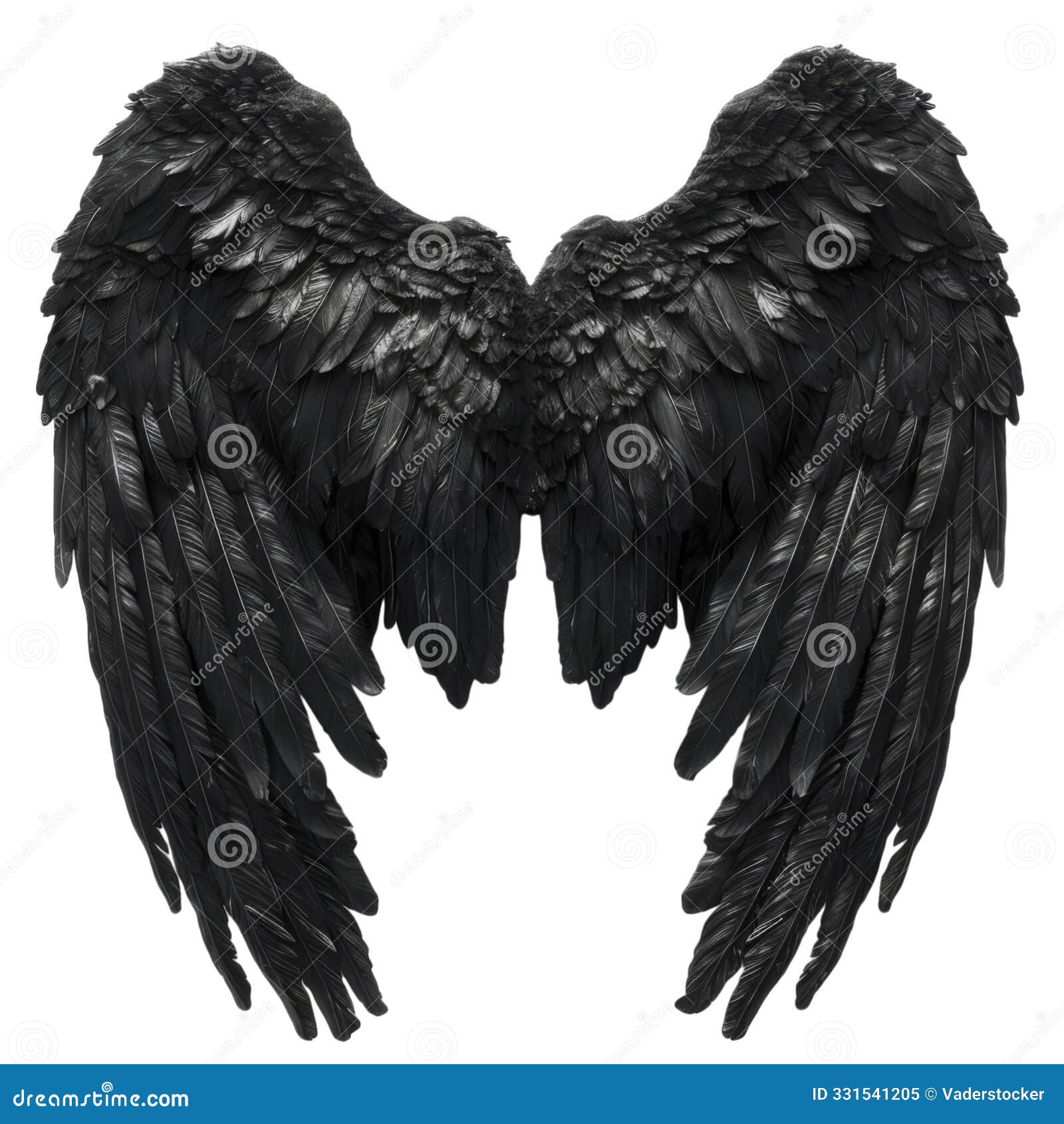 Pair of Black Angel Wings Spread Open Stock Illustration - Illustration ...