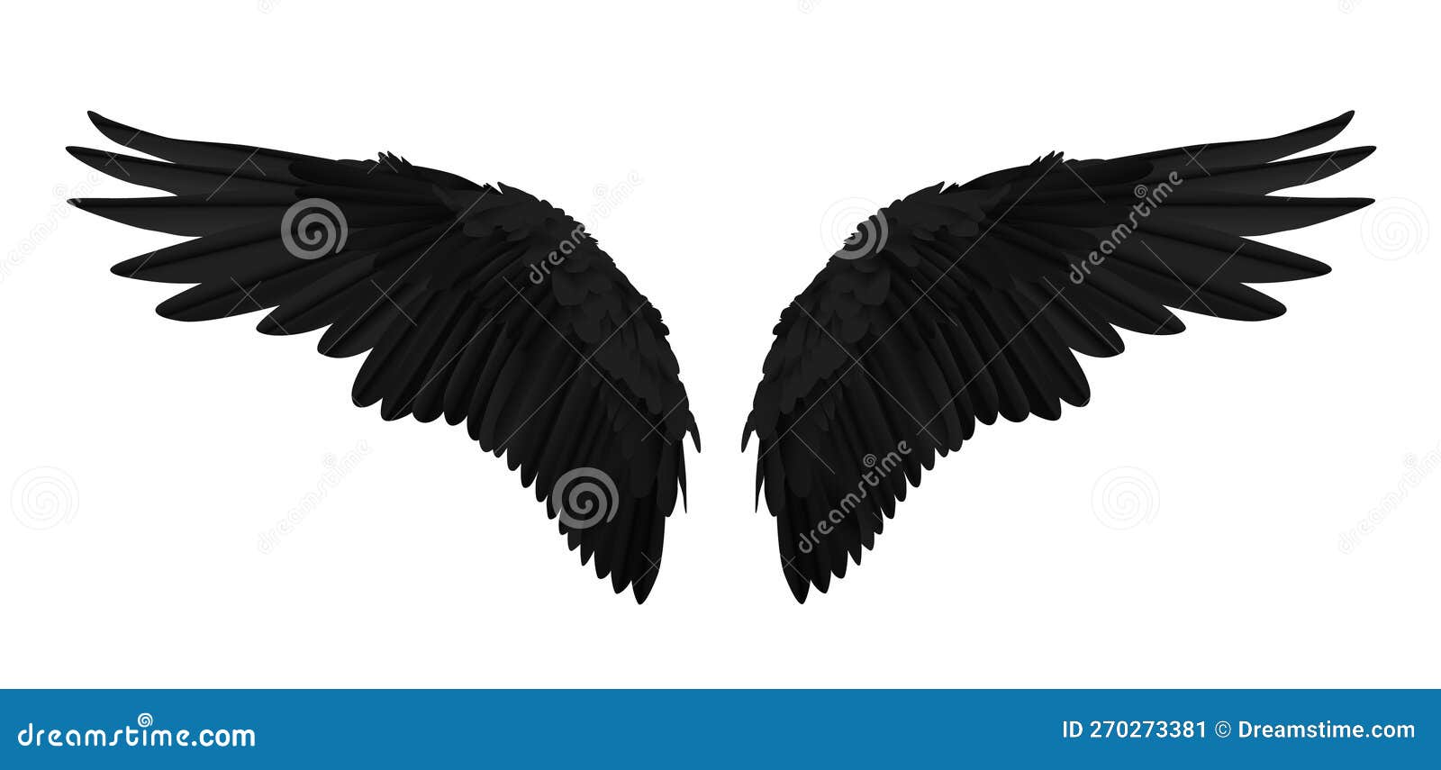 Pair of Black Dark Realistic Wings on White Background Vector ...