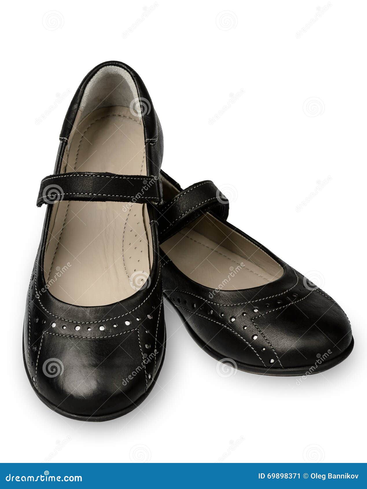 Pair of Black Girl Shoe Isolated. Stock Image - Image of casual, female ...