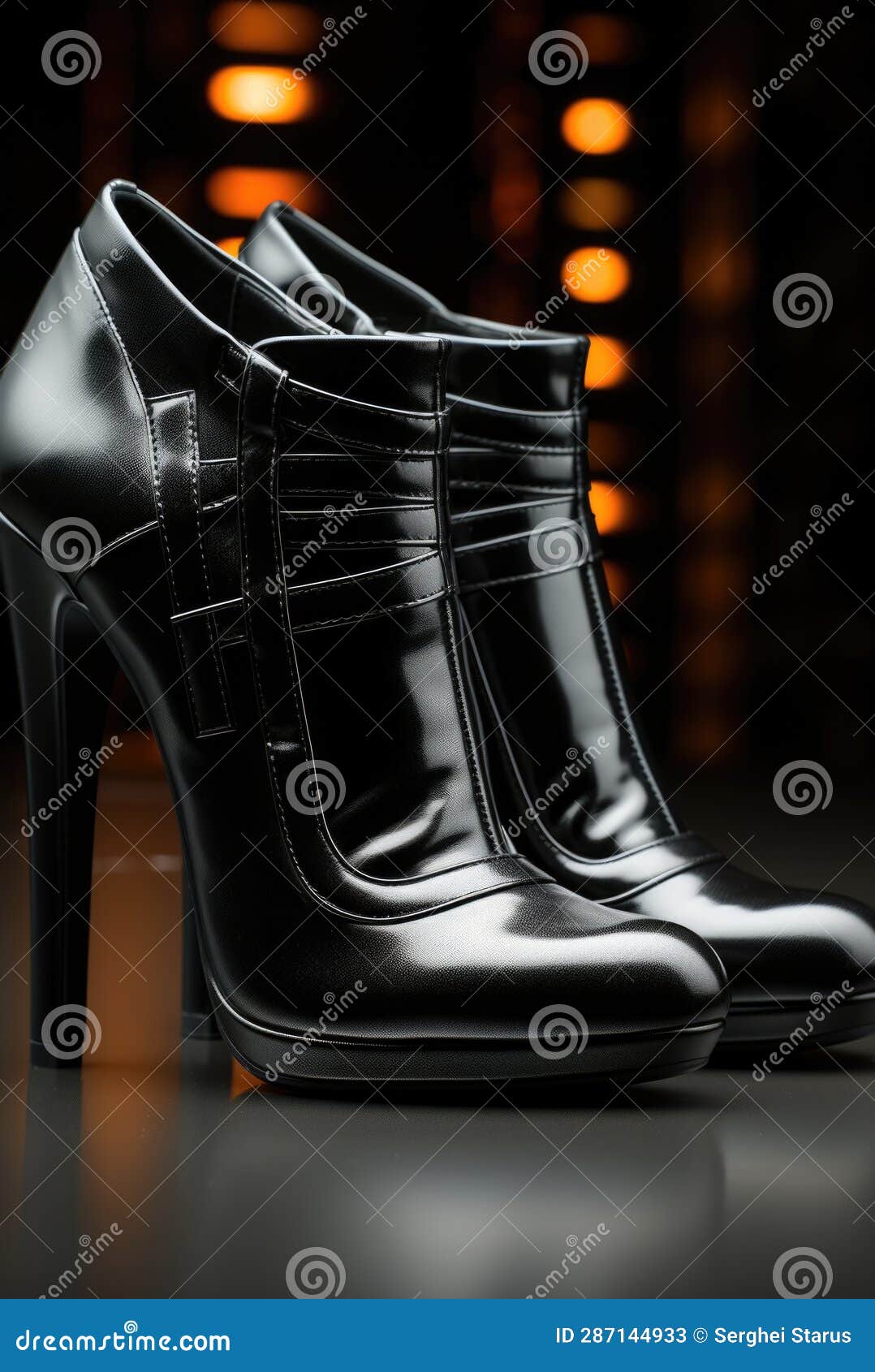 A Pair of Black High Heeled Shoes on a Dark Background. Generative AI ...