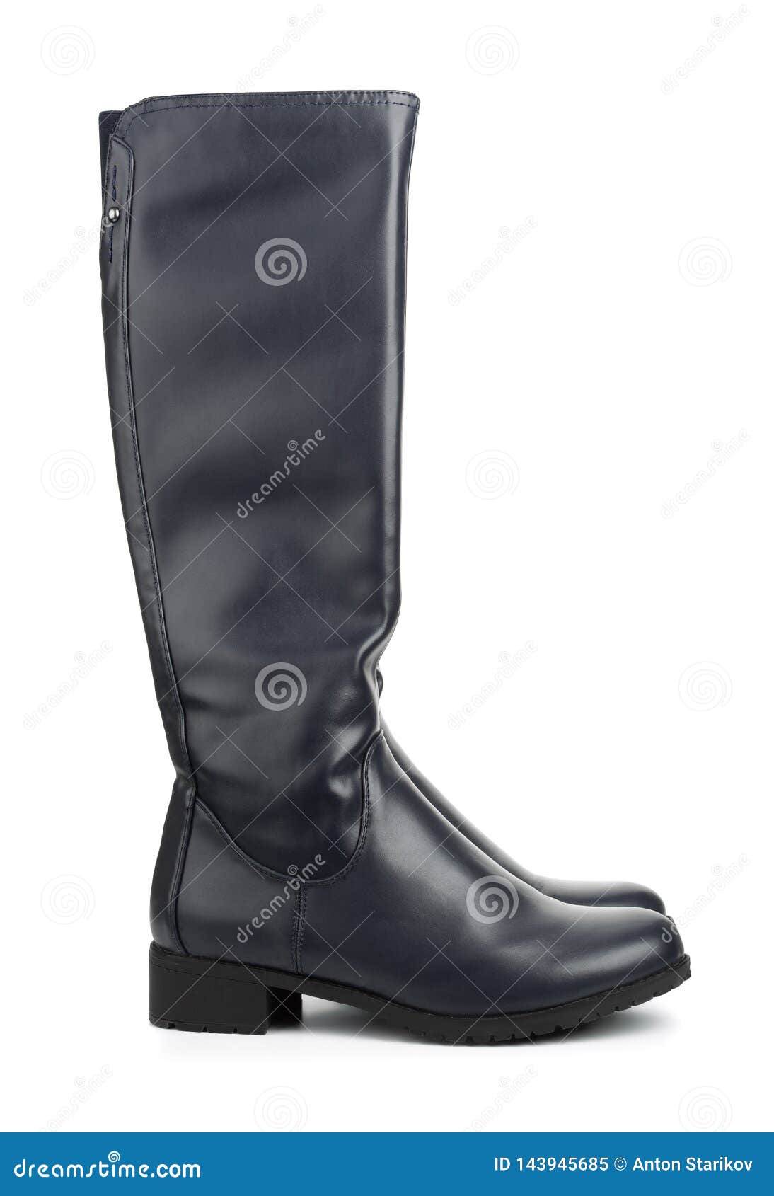 Pair of Black Leather Female Boots Stock Image - Image of autumn ...