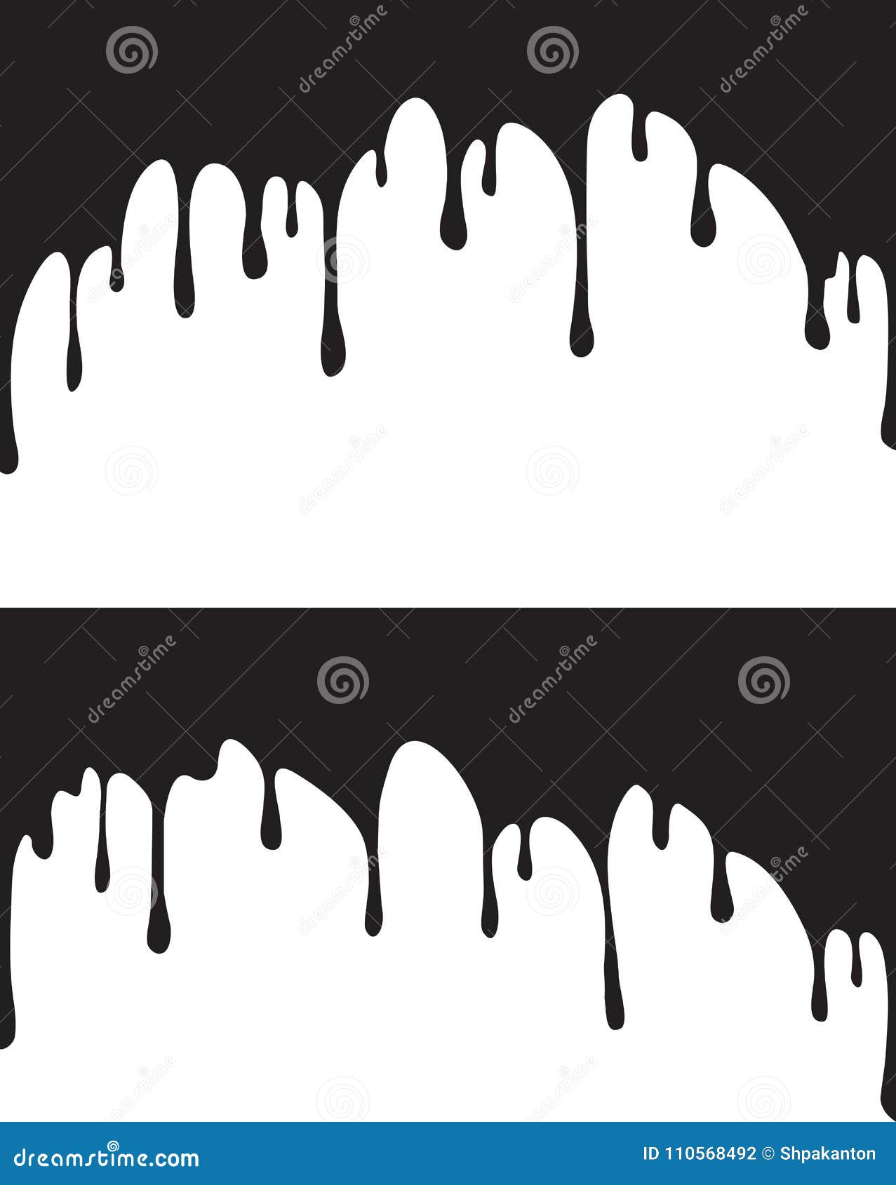 Pair of Black Paint Drips. Vector Illustration for Your Design. Stock ...
