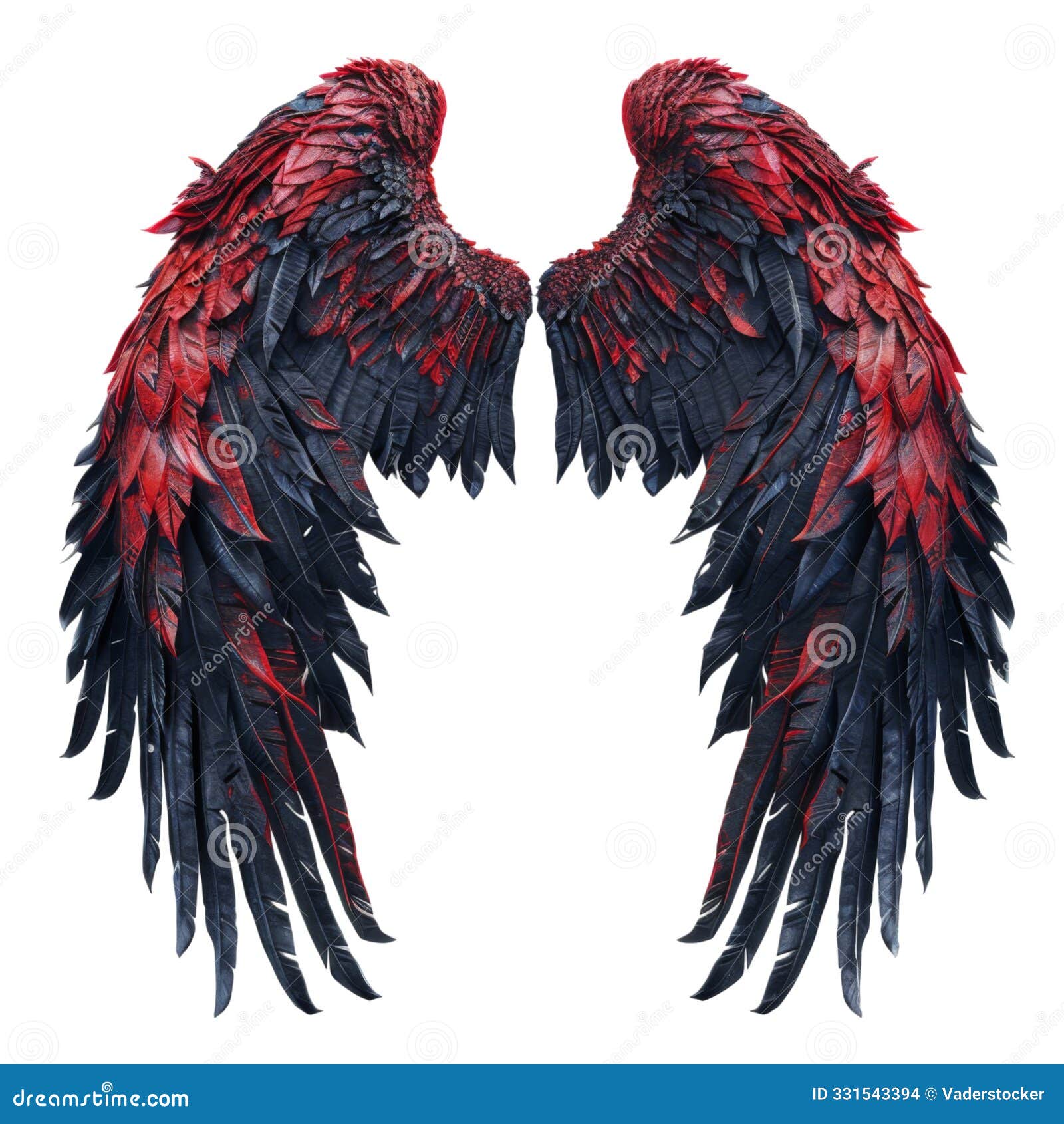 A Pair of Black and Red Angel Wings with Detailed Feathered Texture ...