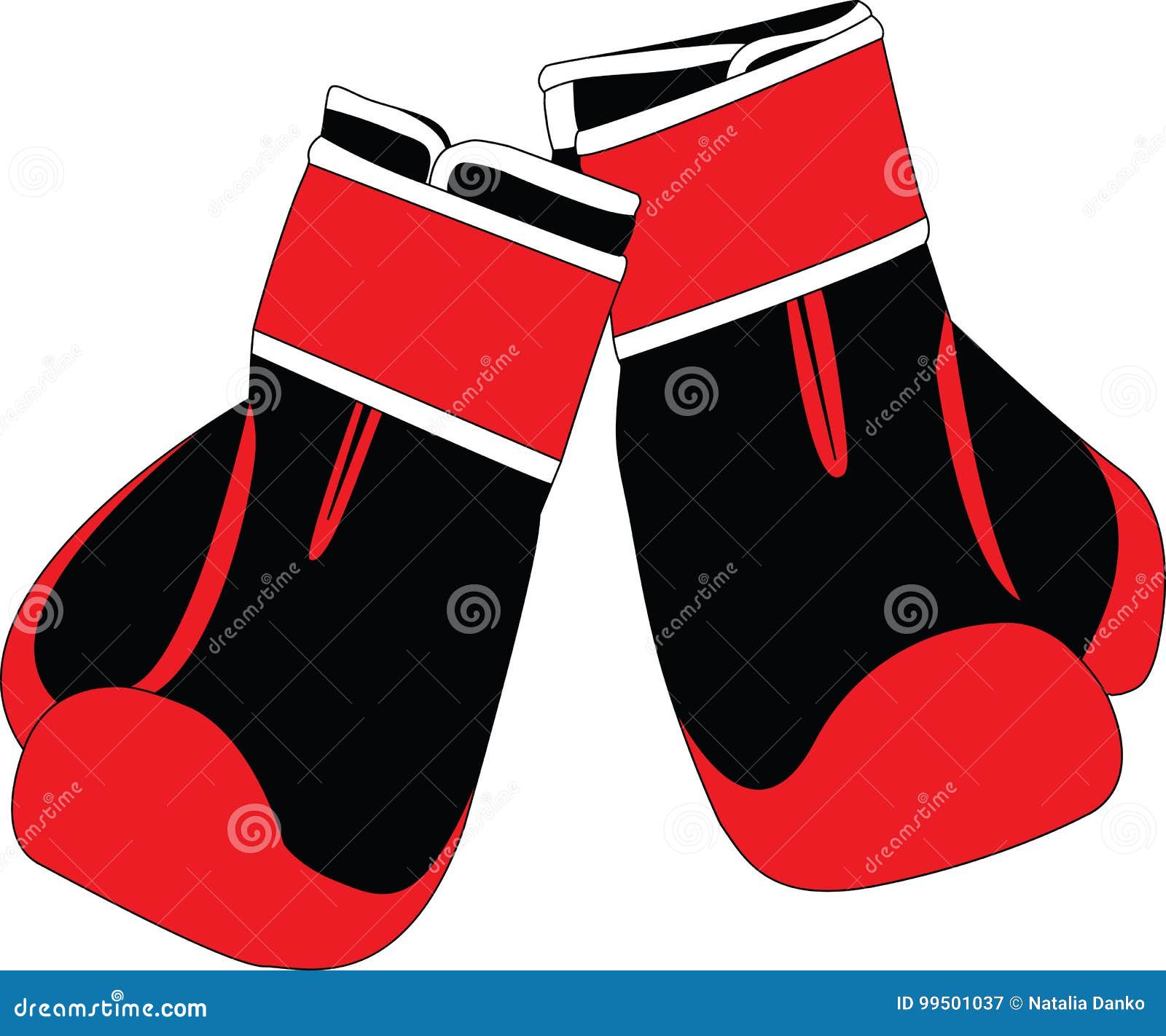 Pair of Black and Red Boxing Gloves Stock Vector - Illustration of ...