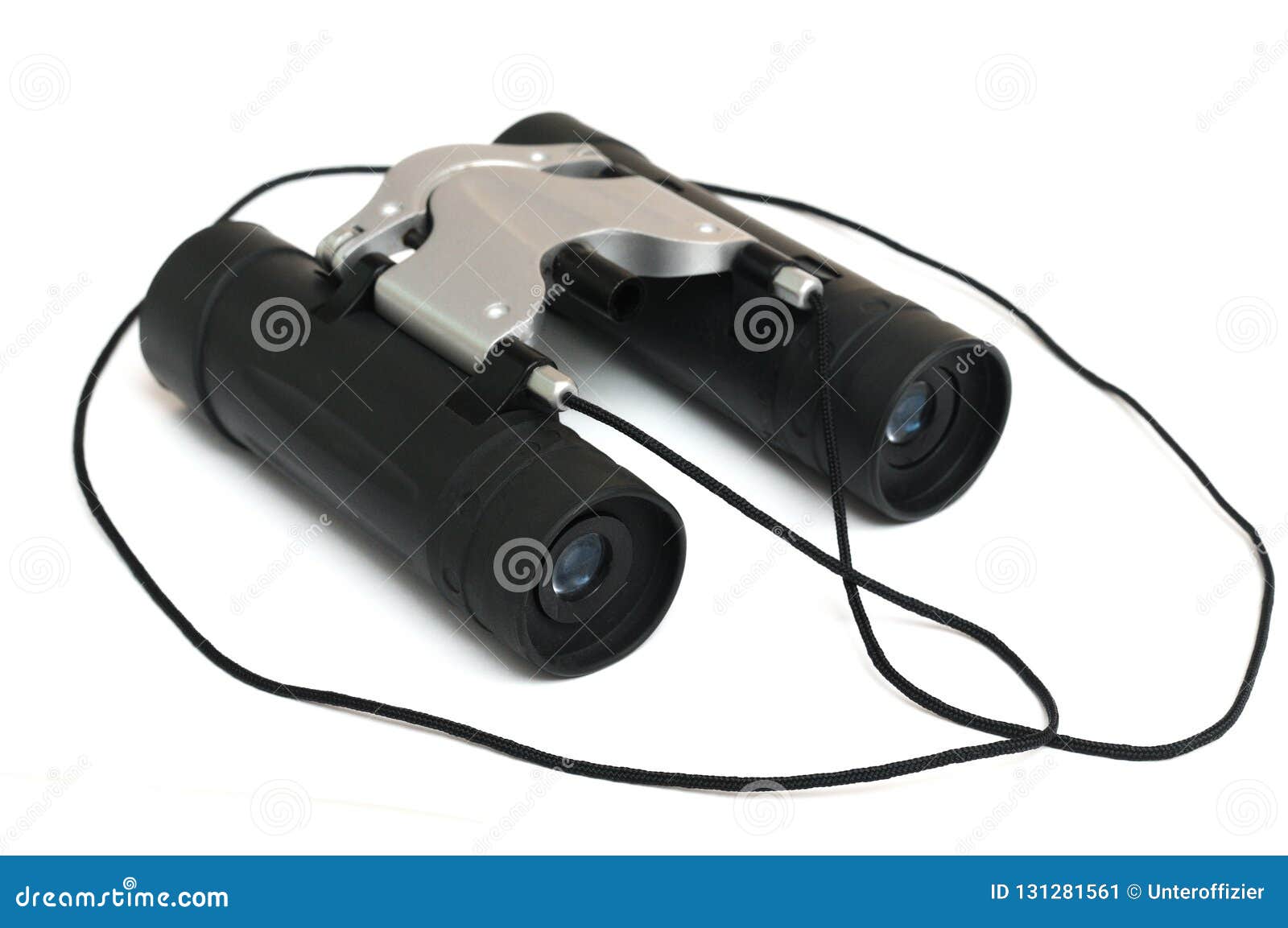 A Pair of Black and Silver Binoculars with String Strap Stock Image ...