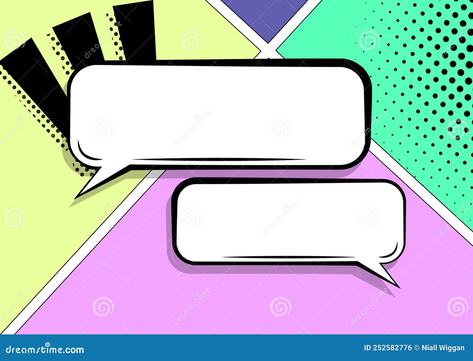 Pair of Blank Speech Bubbles of Rectangular Shape with Copy Space Over ...
