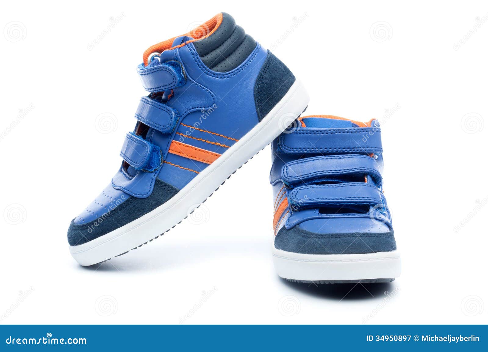 Pair of Blue Children Sneakers Stock Image - Image of shoes, studio ...