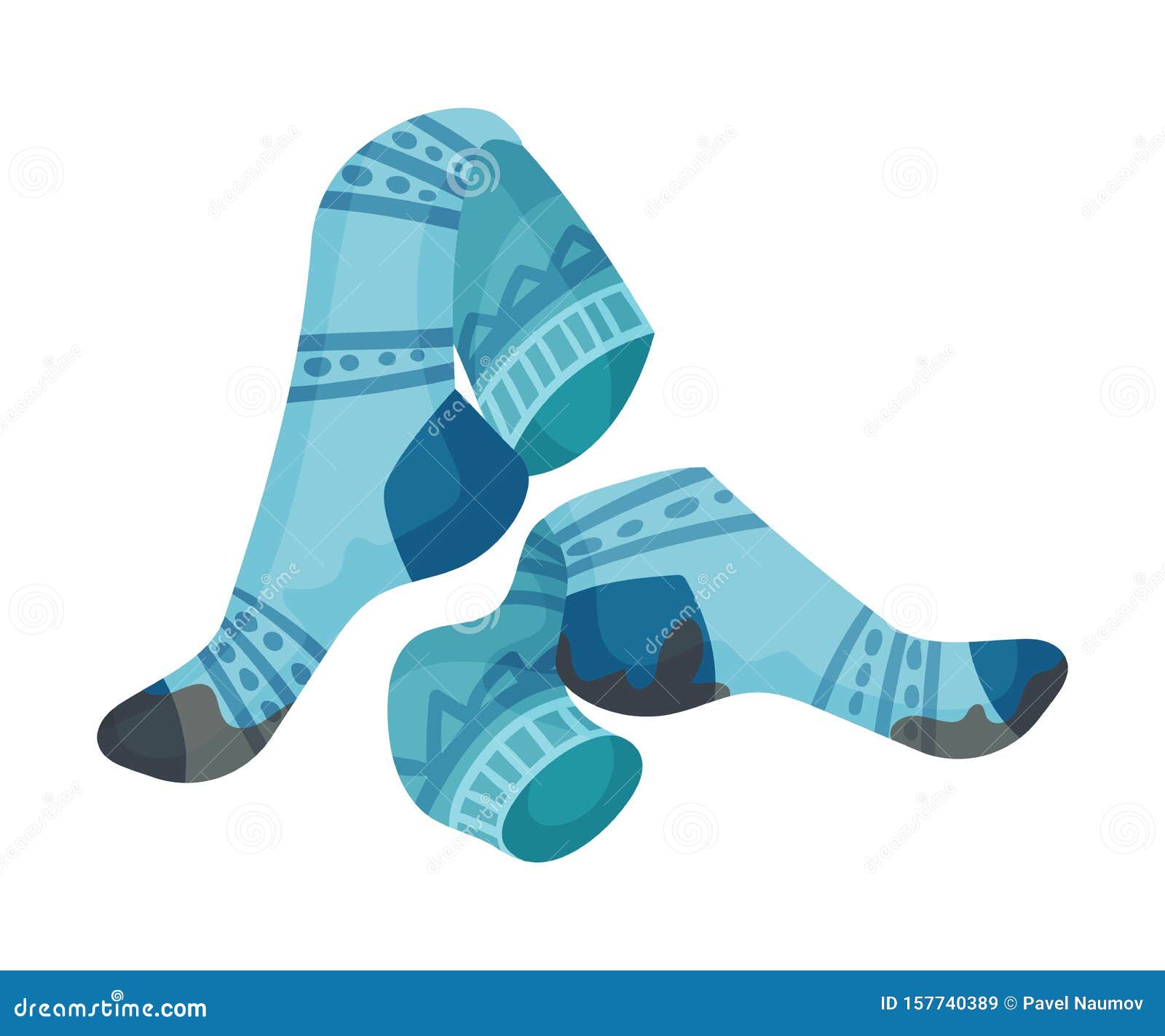 Pair of Blue Dirty Socks. Vector Illustration on a White Background ...