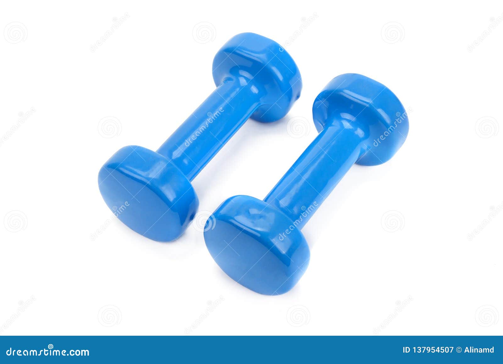 Pair of Blue Dumbbells Isolated on a White Background Stock Image ...