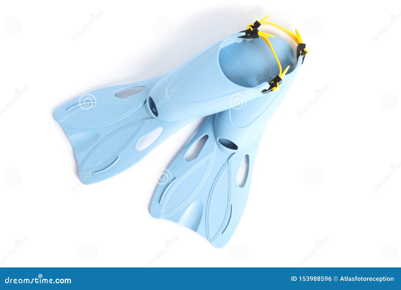 Pair of Blue Flippers Isolated Stock Photo - Image of protection, hobby ...