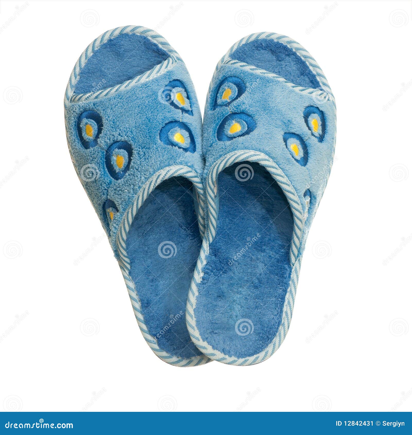 Pair of blue home slippers stock image. Image of comfortable - 12842431