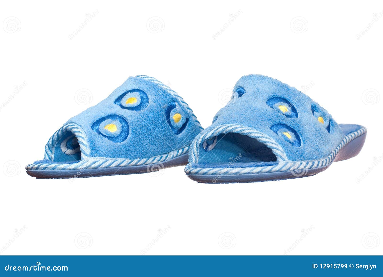 Pair of blue home slippers stock image. Image of comfortable - 12915799