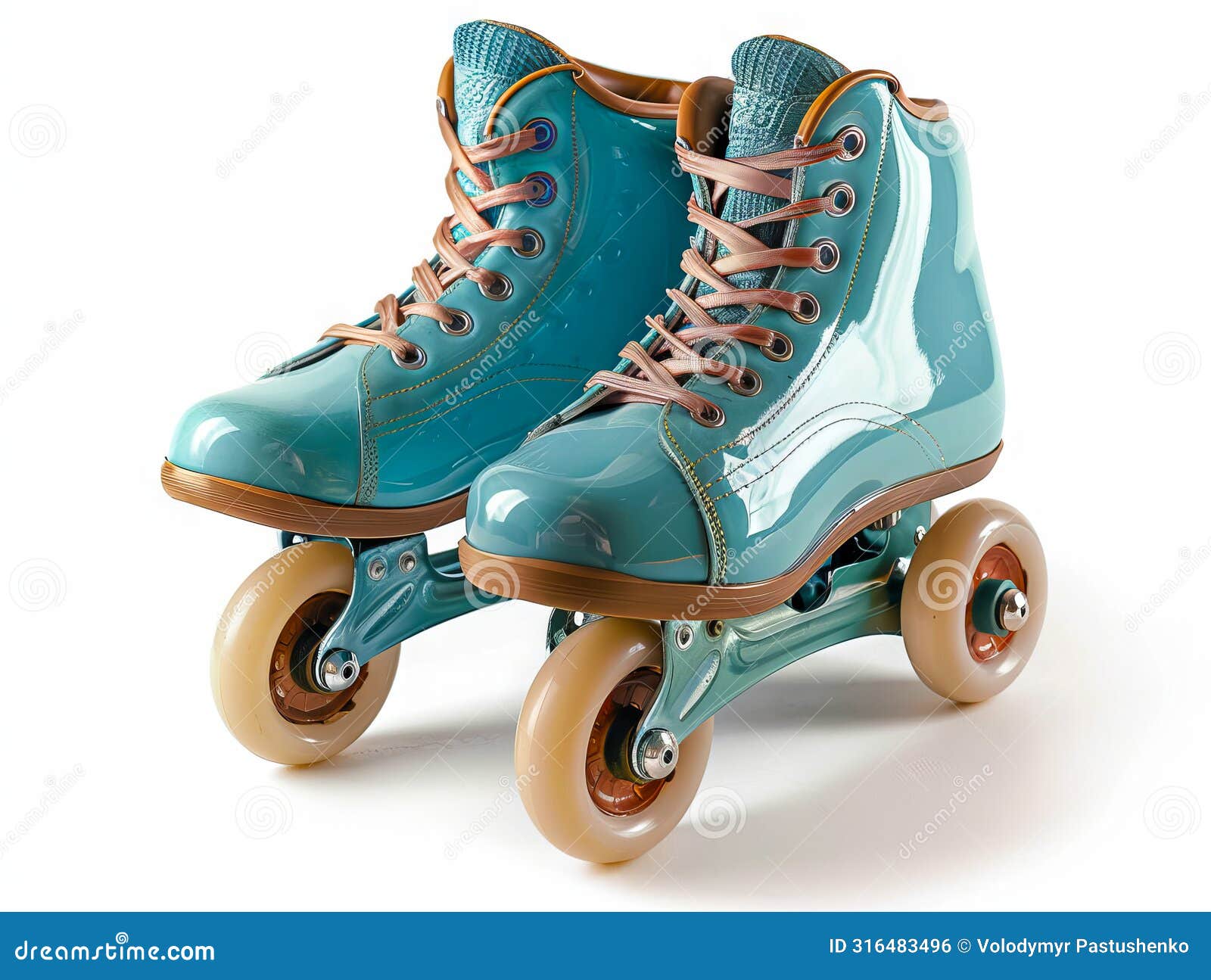 A Pair of Blue Roller Skates on a White Background Stock Photo - Image ...