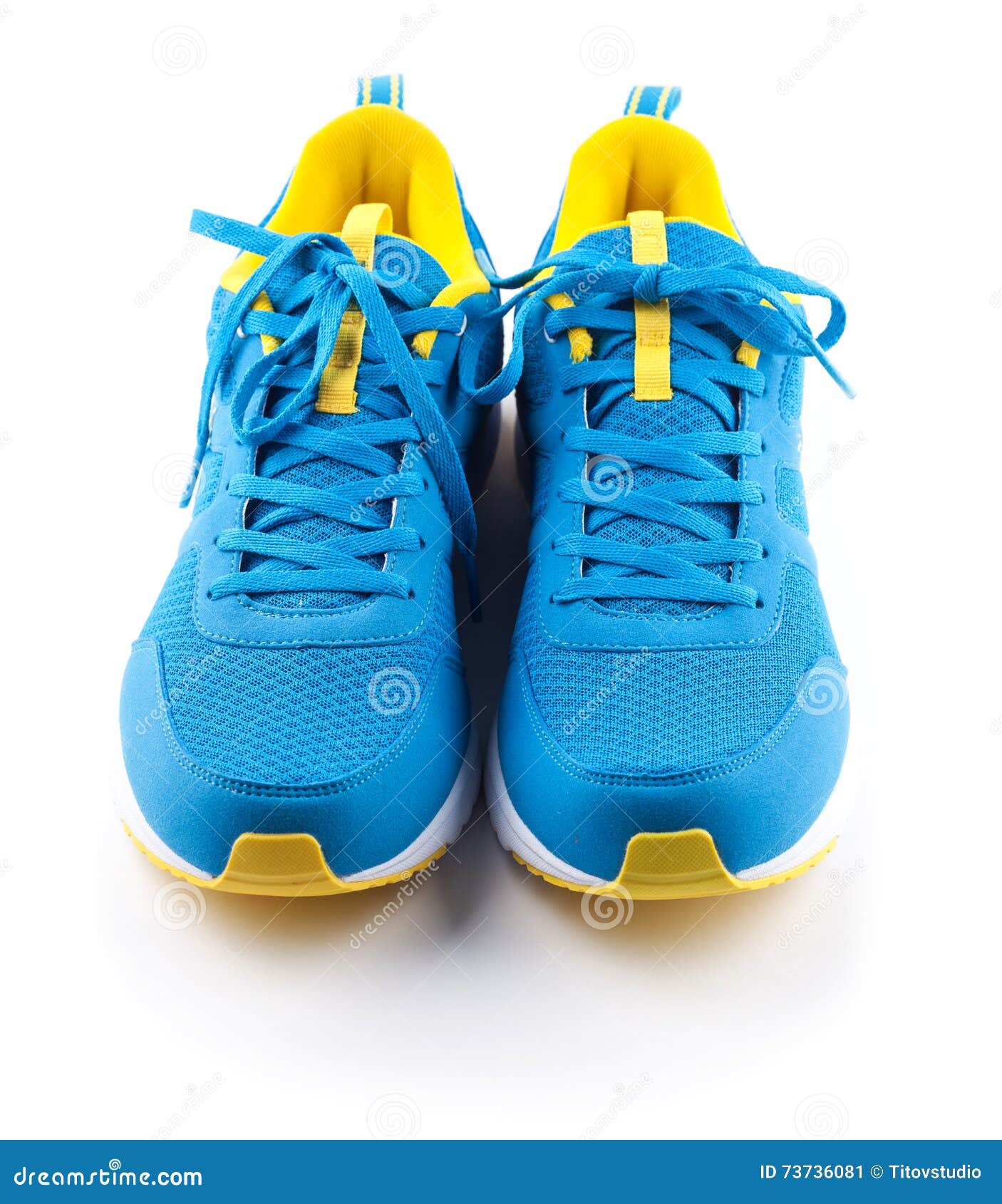 Pair of Blue Sport Shoes on White Background Stock Image - Image of ...