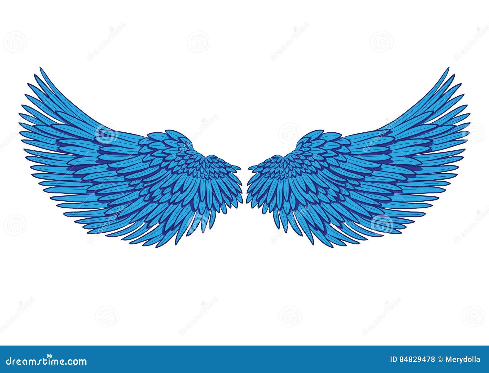 Pair of Blue Wings Isolated on White Stock Illustration - Illustration ...