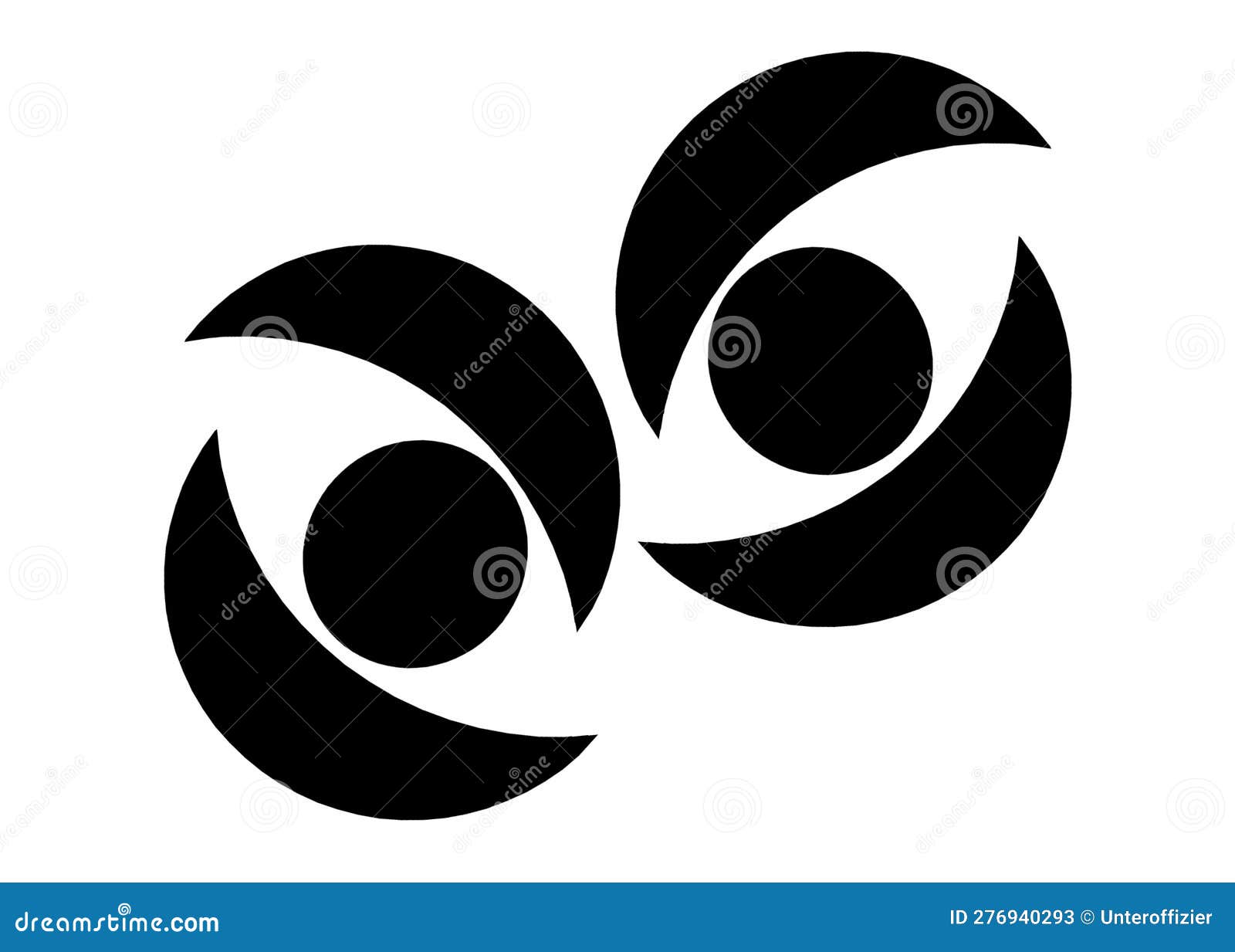 A Pair of Bold Black Offset Eyes Shapes Symbols White Backdrop Stock ...