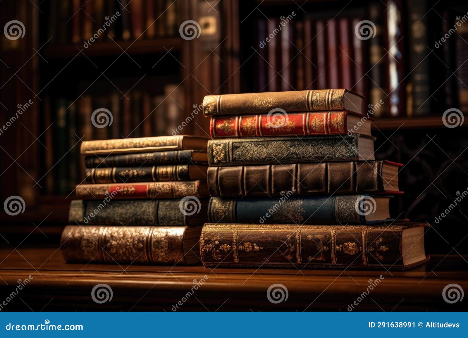 A Pair of Books Stacked Together on a Library Shelf Stock Image - Image ...