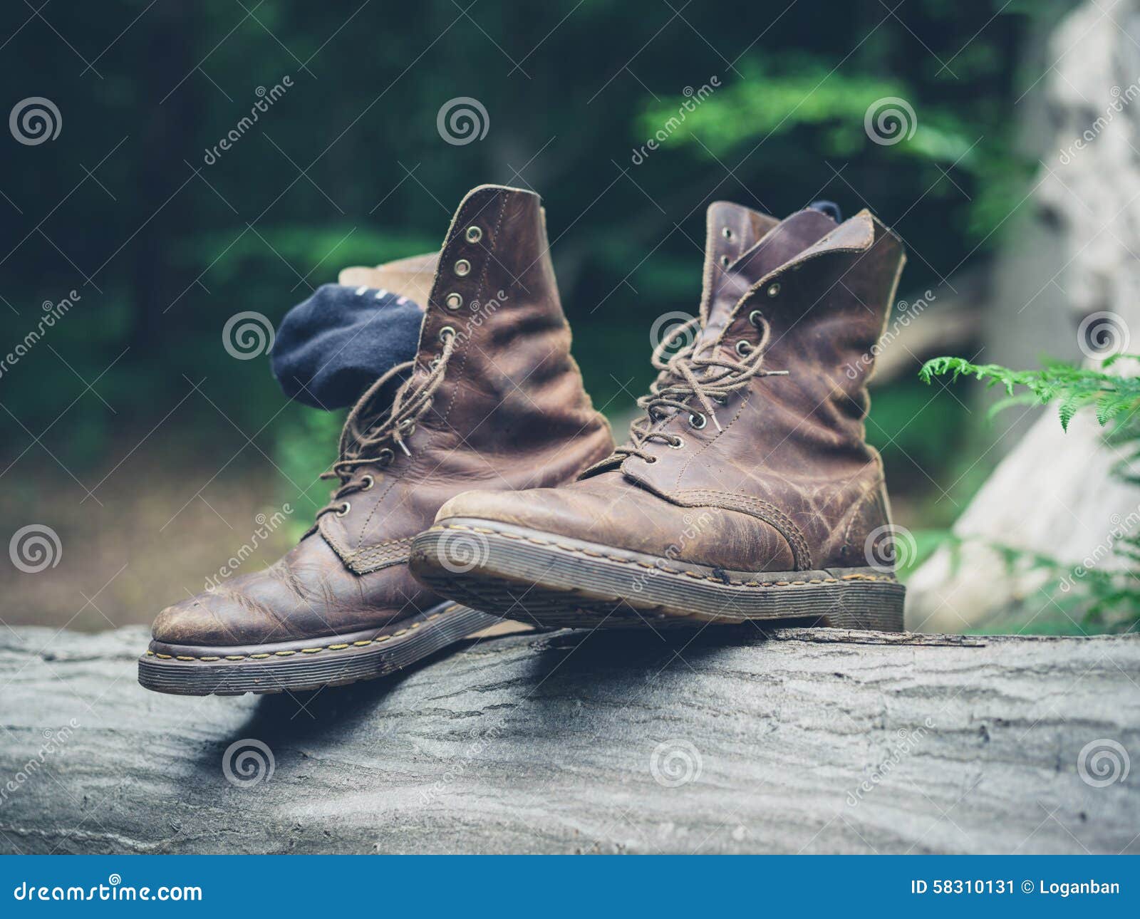 Pair of Boots in the Forest Stock Image - Image of trekking, travel ...