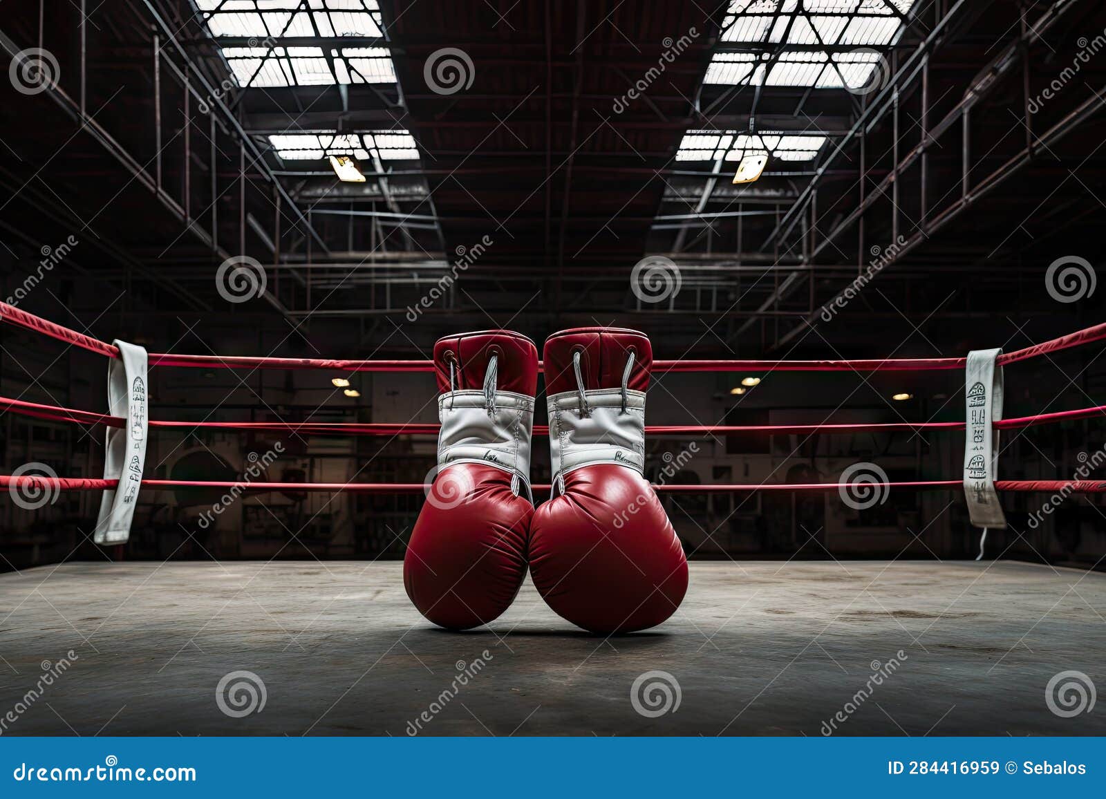 A Pair of Boxing Gloves and Ropes of a Boxing Ring Stock Illustration ...