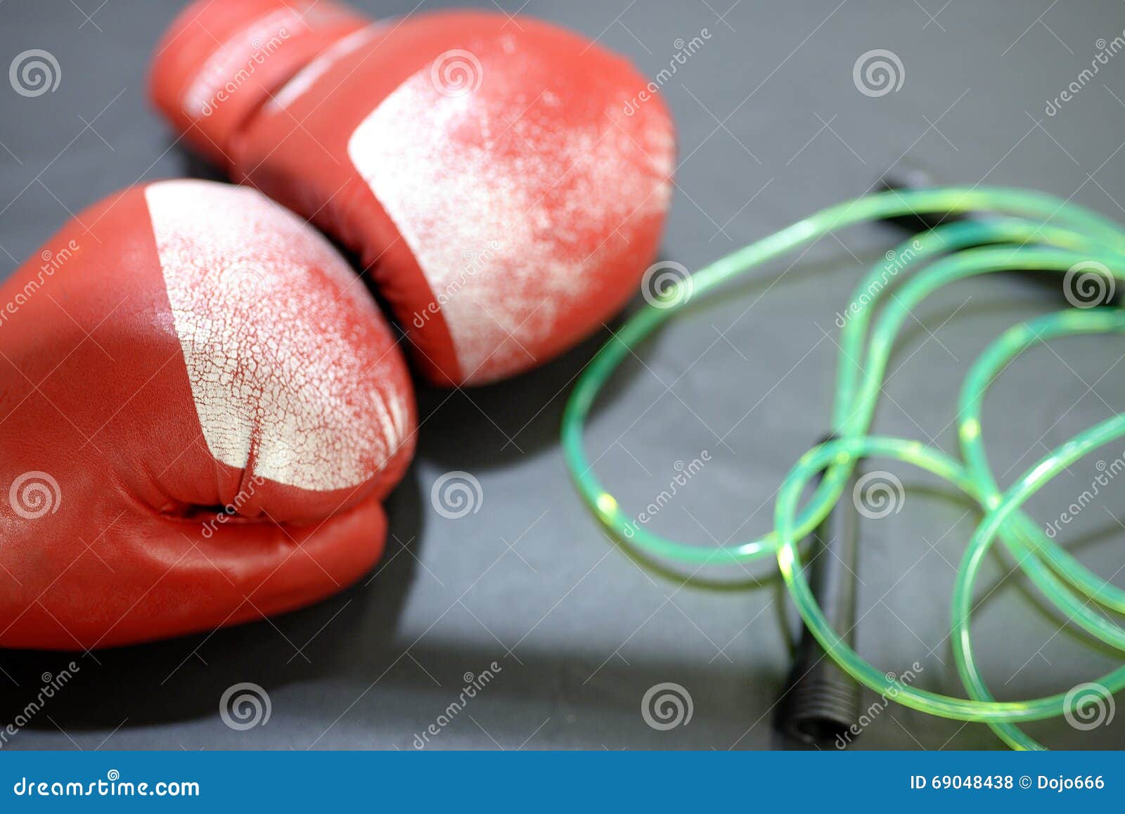 Pair of Boxing Red Gloves and Jump Rope Stock Photo - Image of fitness ...