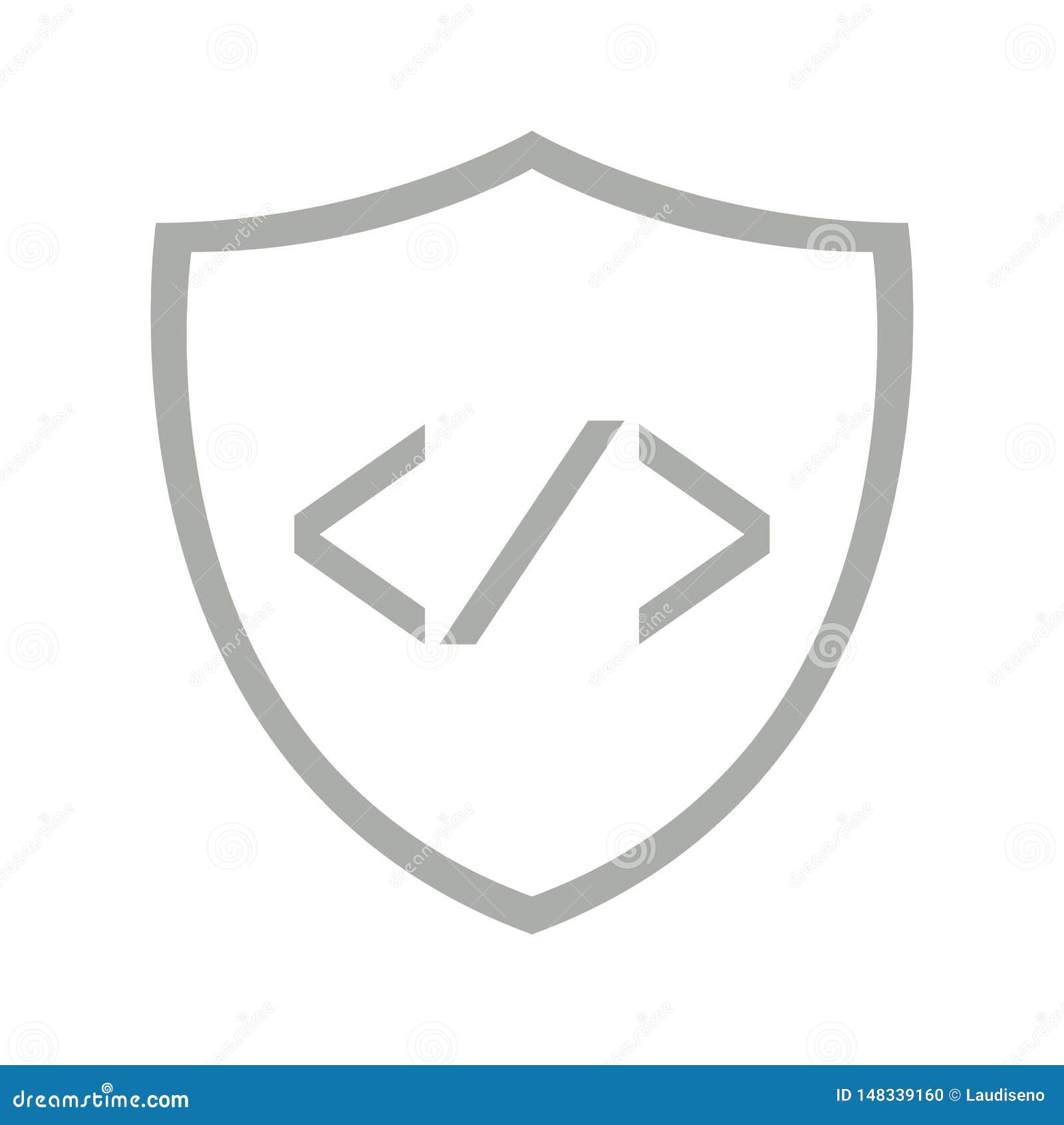 Pair of Brackets and a Slash on a Shield Symbol Stock Vector ...