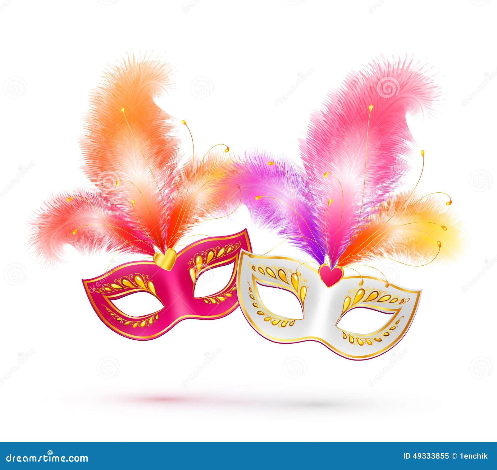 Pair of Bright Carnival Masks with Colorful Stock Vector - Illustration ...