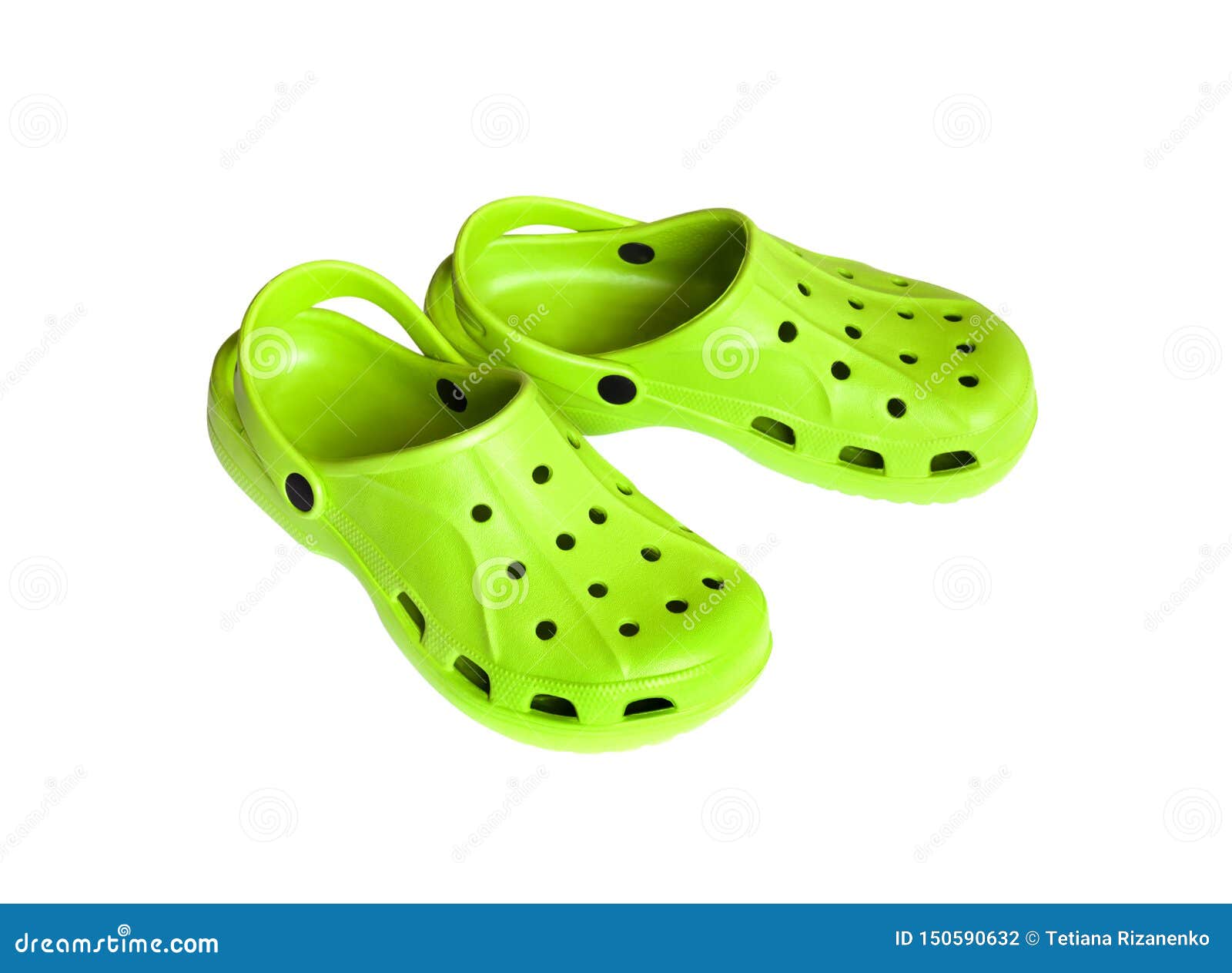 Pair of Bright Green Clogs Isolated on White Background Stock Photo ...