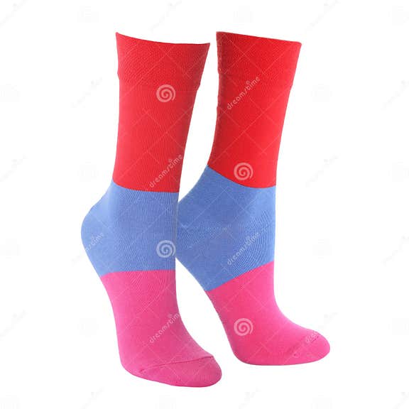 Pair of Bright Socks Isolated on White Stock Photo - Image of hosier ...