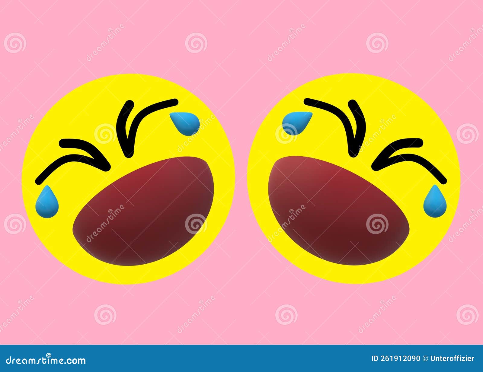 A Pair of Bright Yellow Emoticon Smiley Icon of a Crying Face with ...