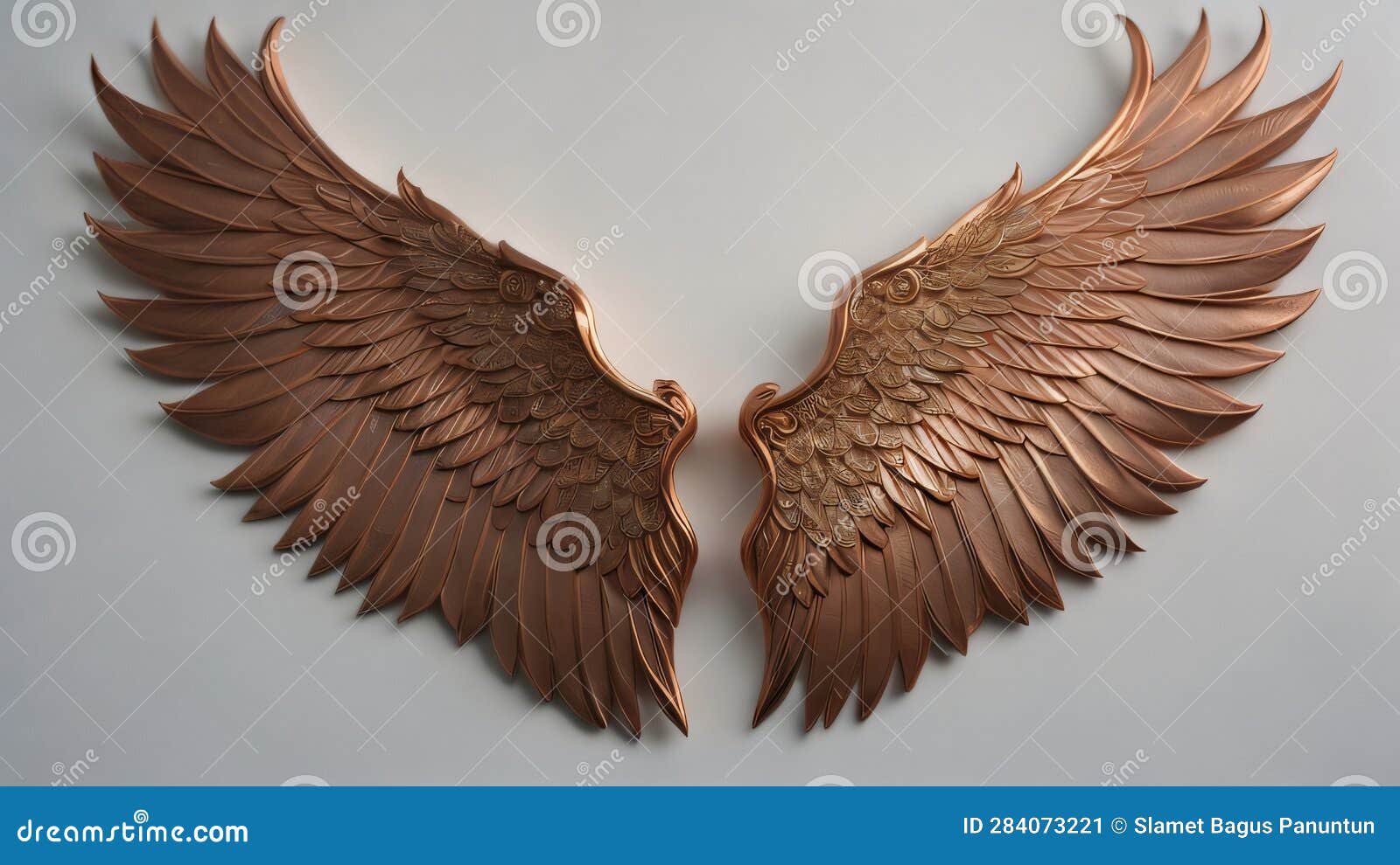 A Pair of Bronze Angel Wings for Mockup Stock Illustration ...