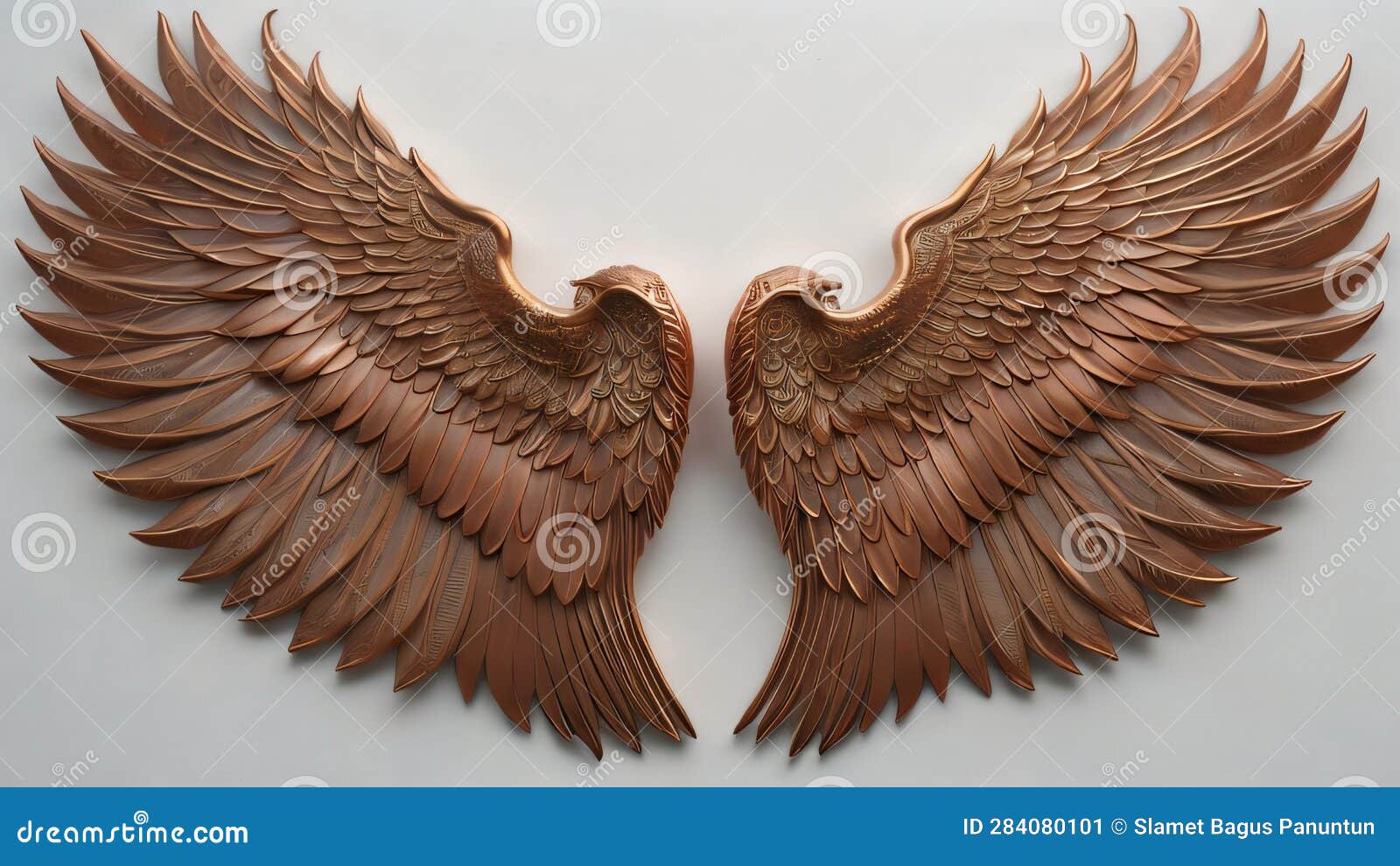 A Pair of Bronze Angel Wings for Mockup Stock Illustration ...
