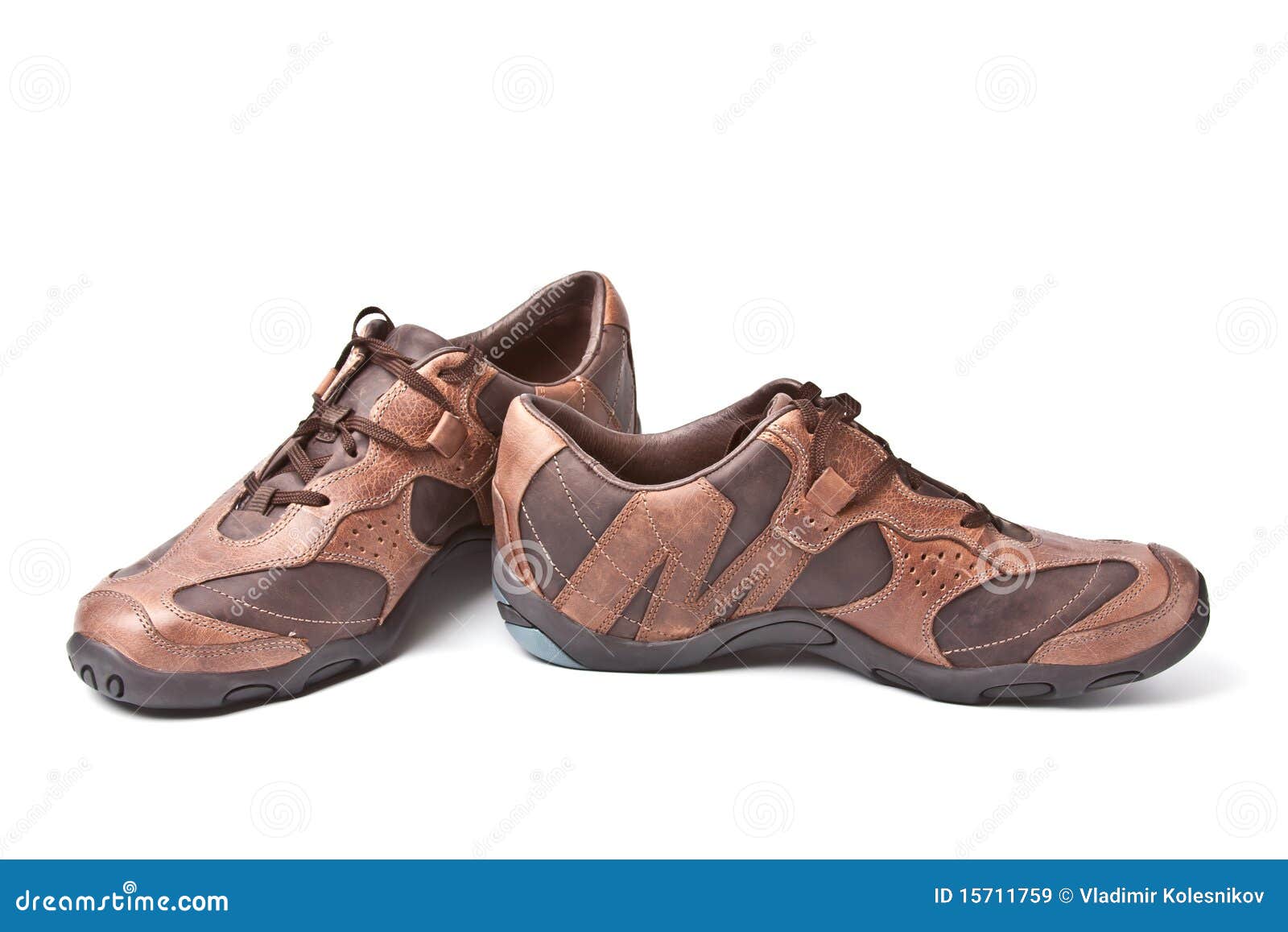 Pair of Brown Athletic Shoes Stock Image - Image of lace, sport: 15711759