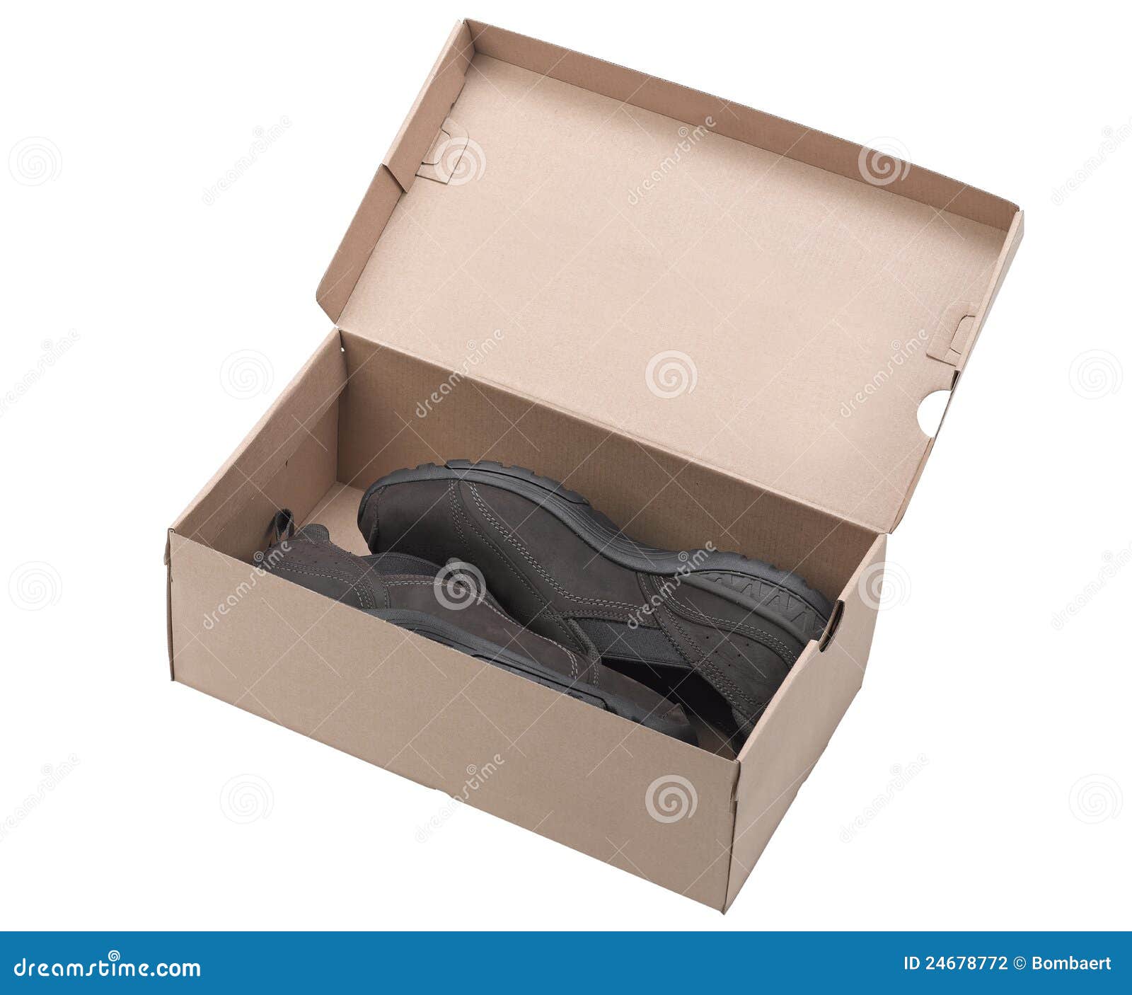 Pair of Brown Leather Shoes in a Box. Stock Photo - Image of leather ...