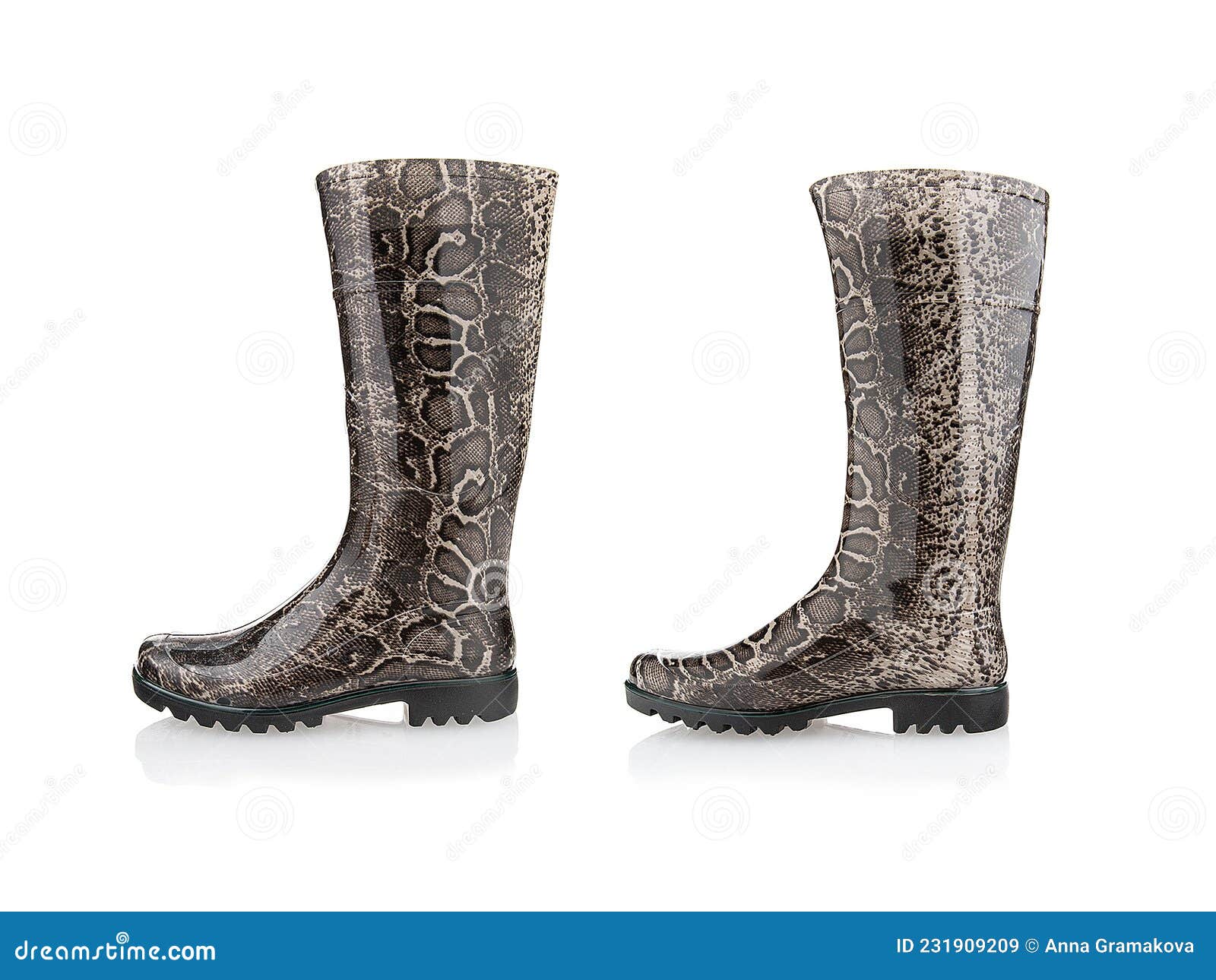 Pair of brown rubber boots stock image. Image of footwear - 231909209