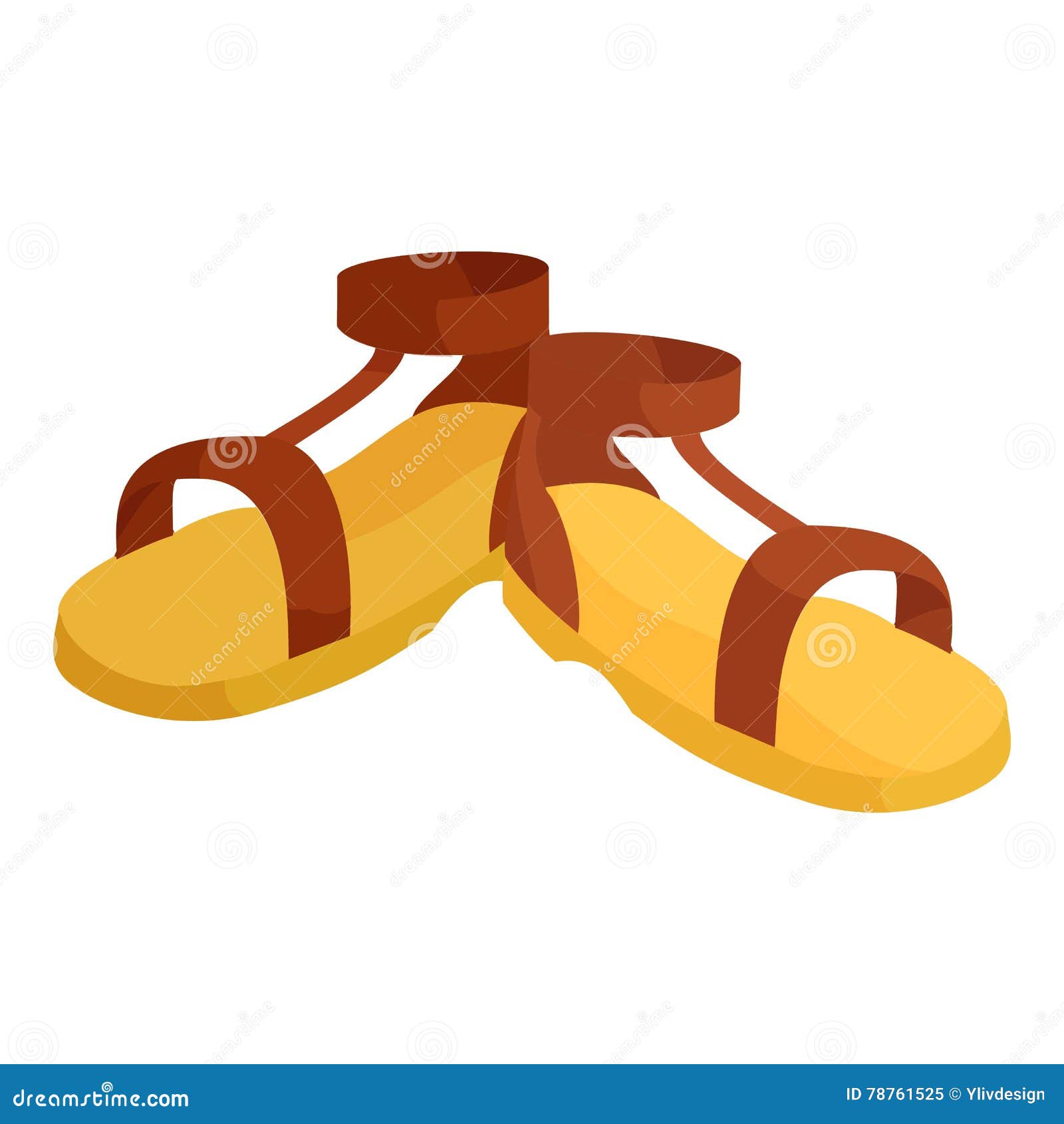 Pair of Brown Sandals Icon, Cartoon Style Stock Vector - Illustration ...