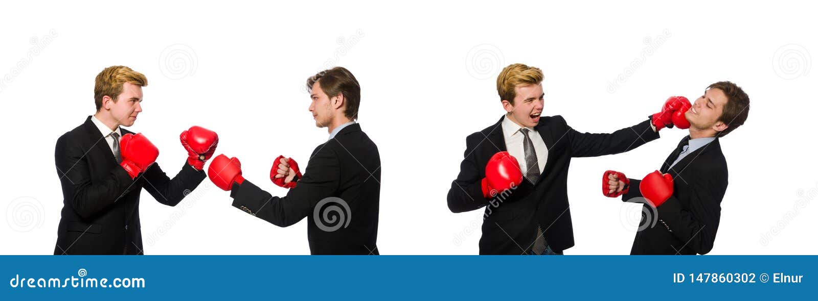The Pair of Businessmen Boxing on White Stock Photo - Image of montage ...