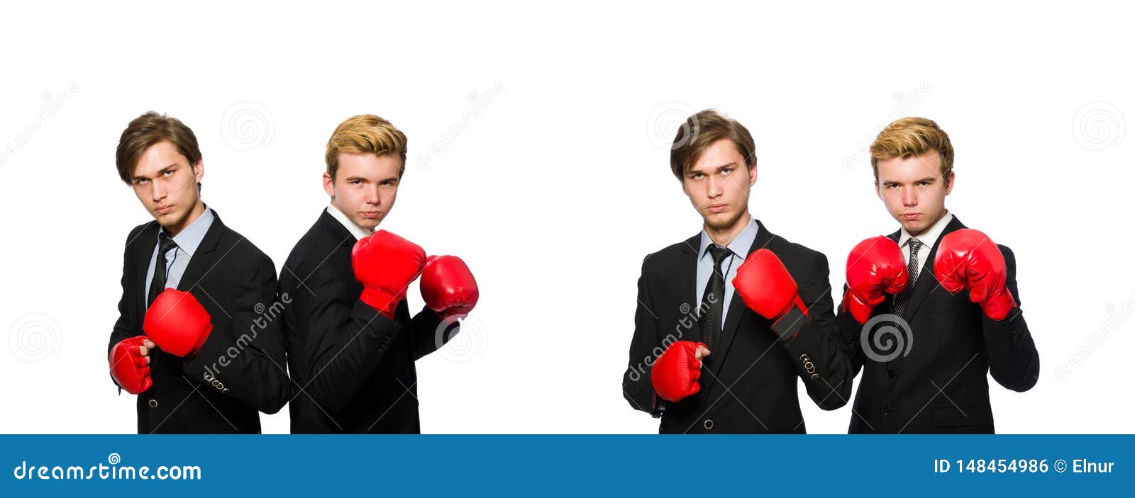 The Pair of Businessmen Boxing on White Stock Photo - Image of ...