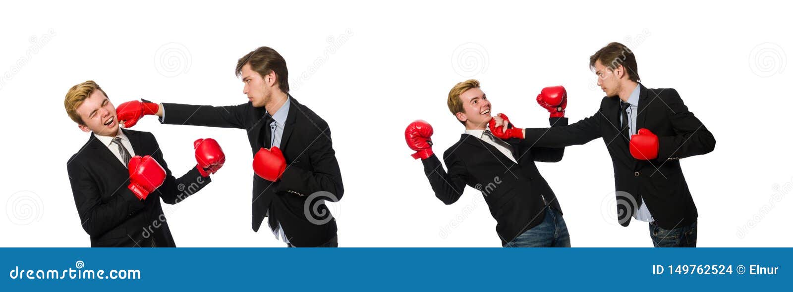 Pair of Businessmen Boxing on White Stock Photo - Image of business ...