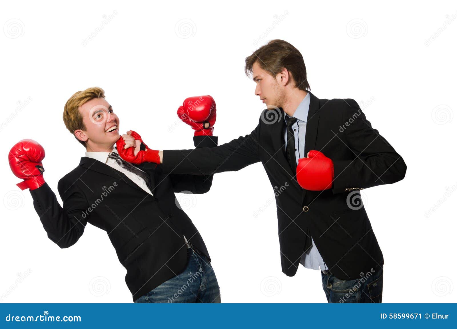 Pair of Businessmen Boxing on White Stock Image - Image of manager ...