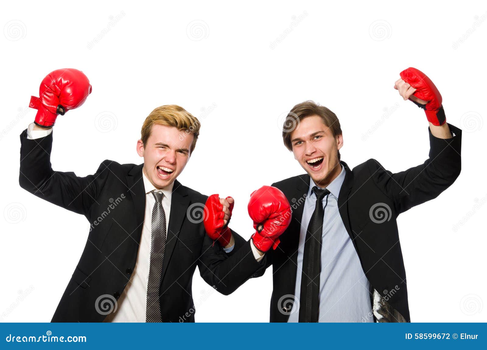 Pair of Businessmen Boxing on White Stock Photo - Image of isolated ...