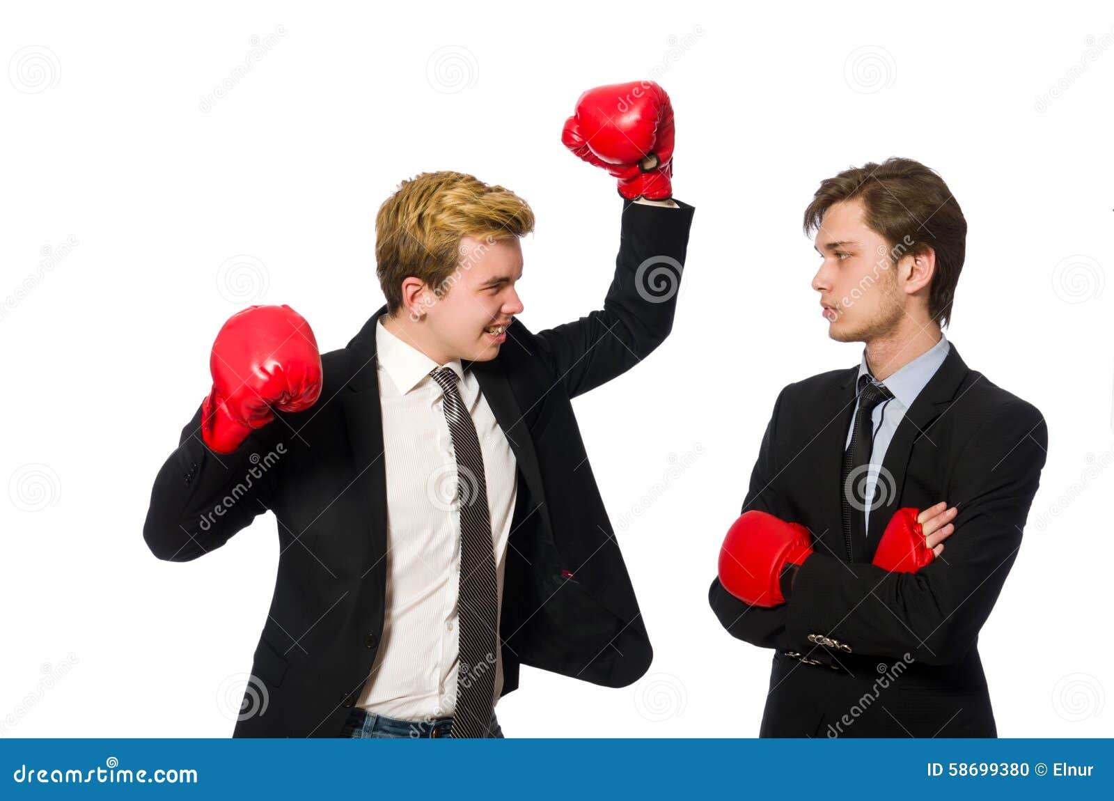 Pair of Businessmen Boxing on White Stock Photo - Image of office ...