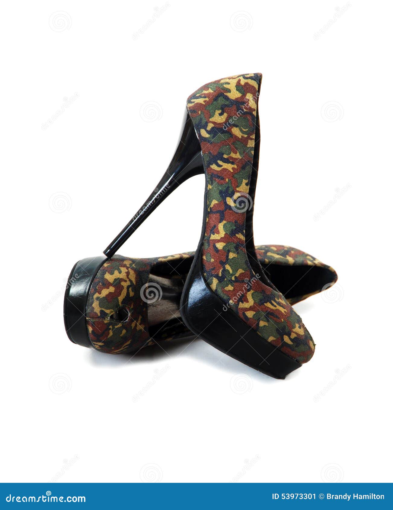 Pair of Camouflage Stiletto High Heel Shoes Stock Image - Image of ...