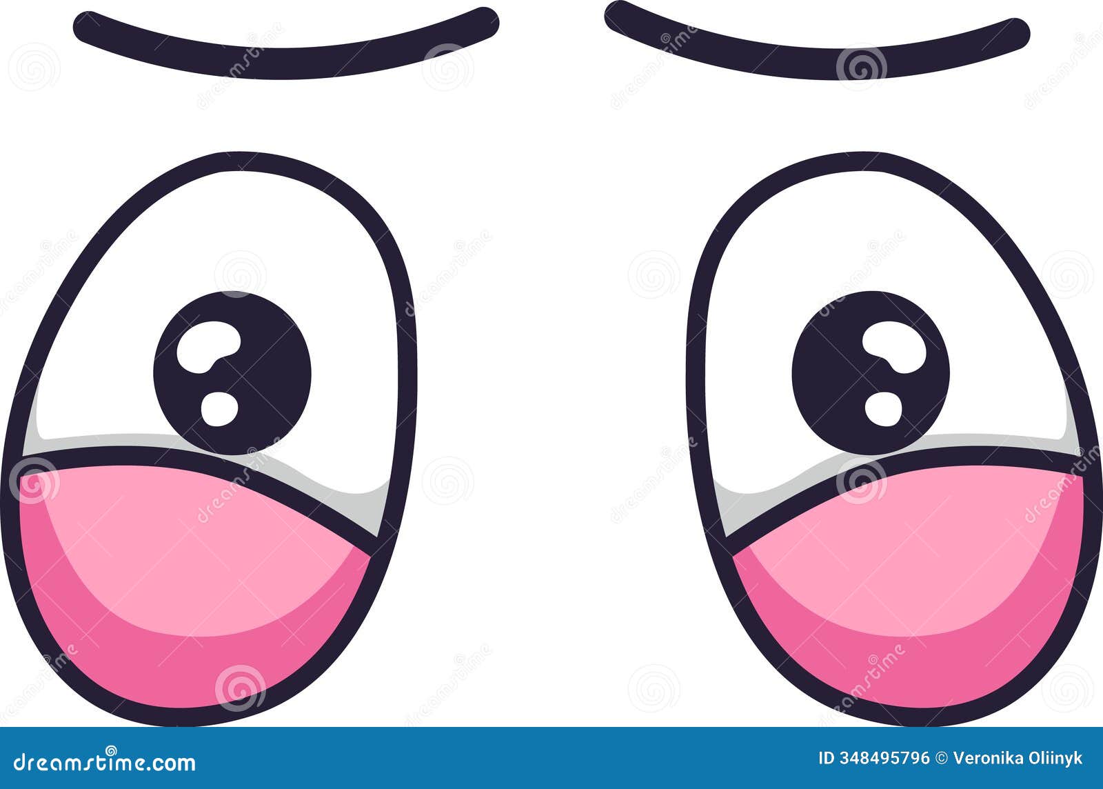 Pair Of Cartoon Eyes With Pink Cheeks And Raised Eyebrows Expressing ...