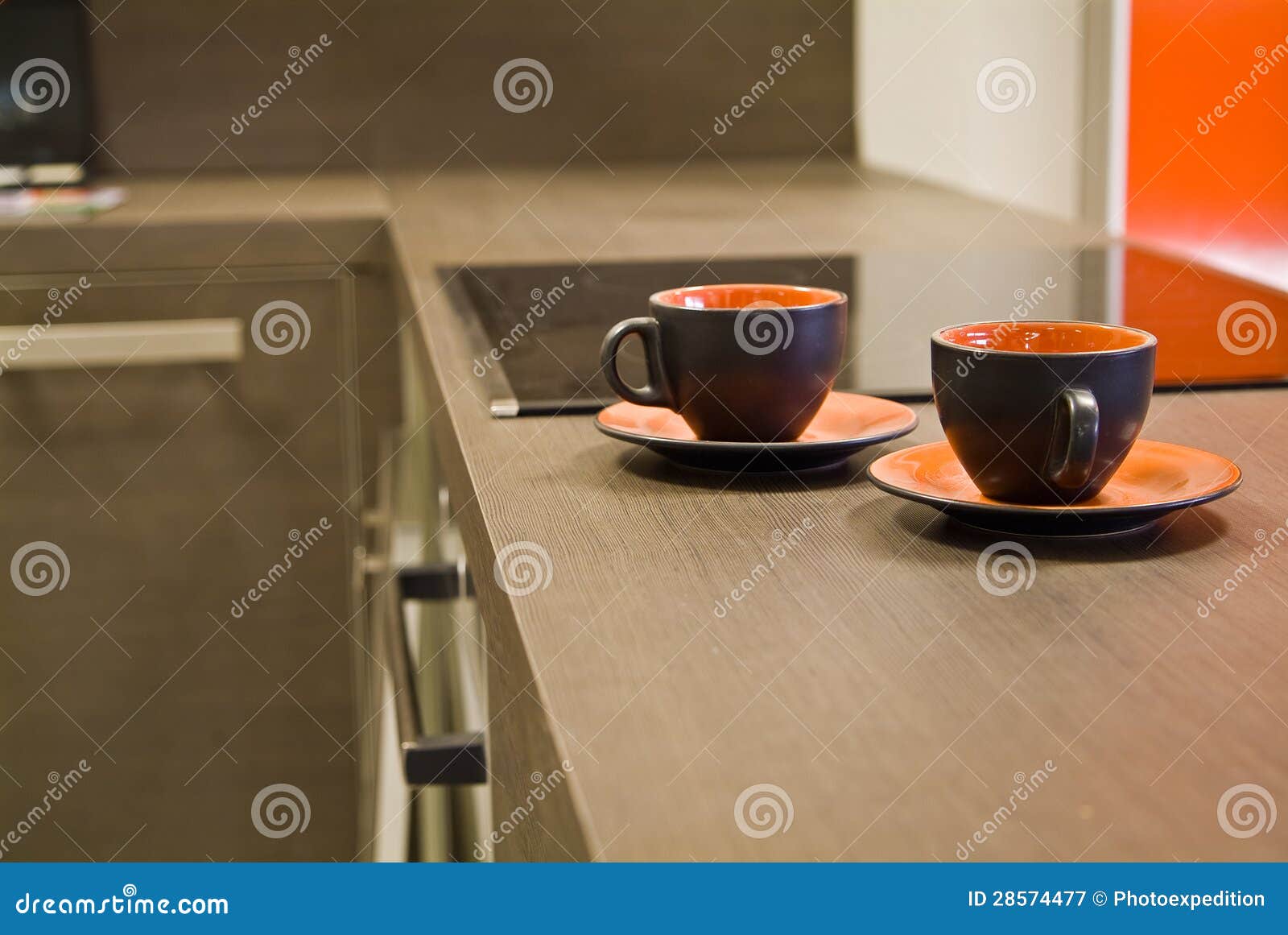 Pair of Ceramic Cups on the Table Stock Image - Image of inside ...