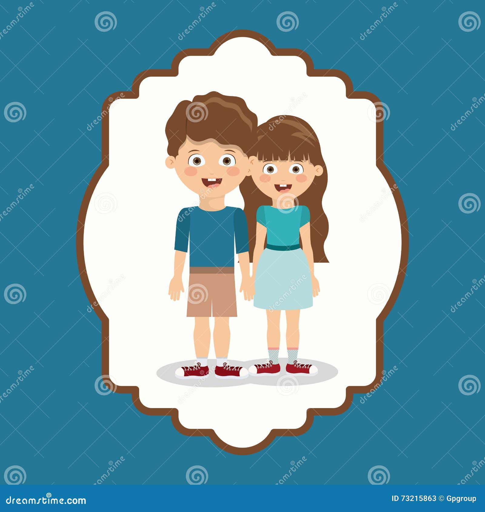 Pair of children design stock vector. Illustration of cartoon - 73215863