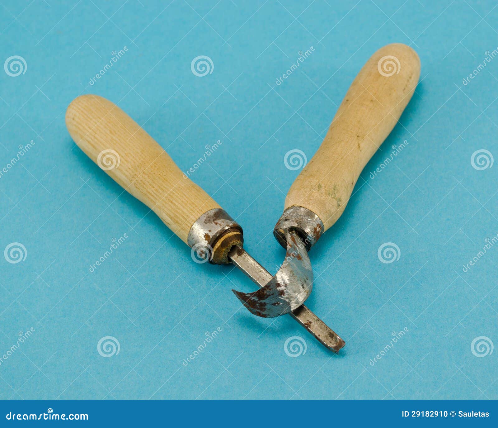 Pair Chisel Graver Carve Tools on Blue Stock Photo - Image of ...