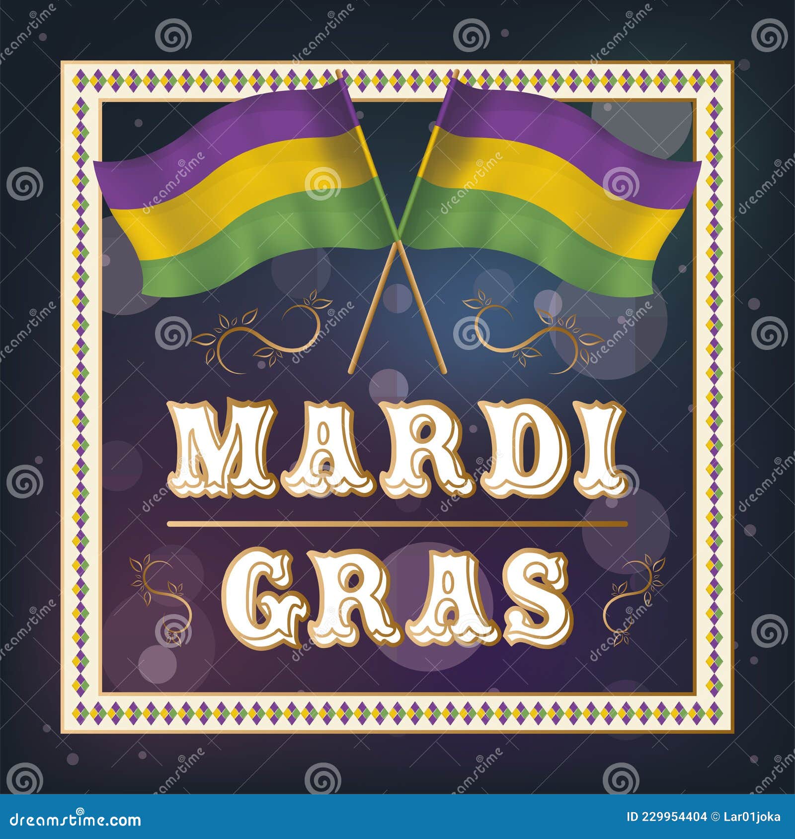 Pair of Colored Flags Mardi Gras Poster Stock Vector - Illustration of ...