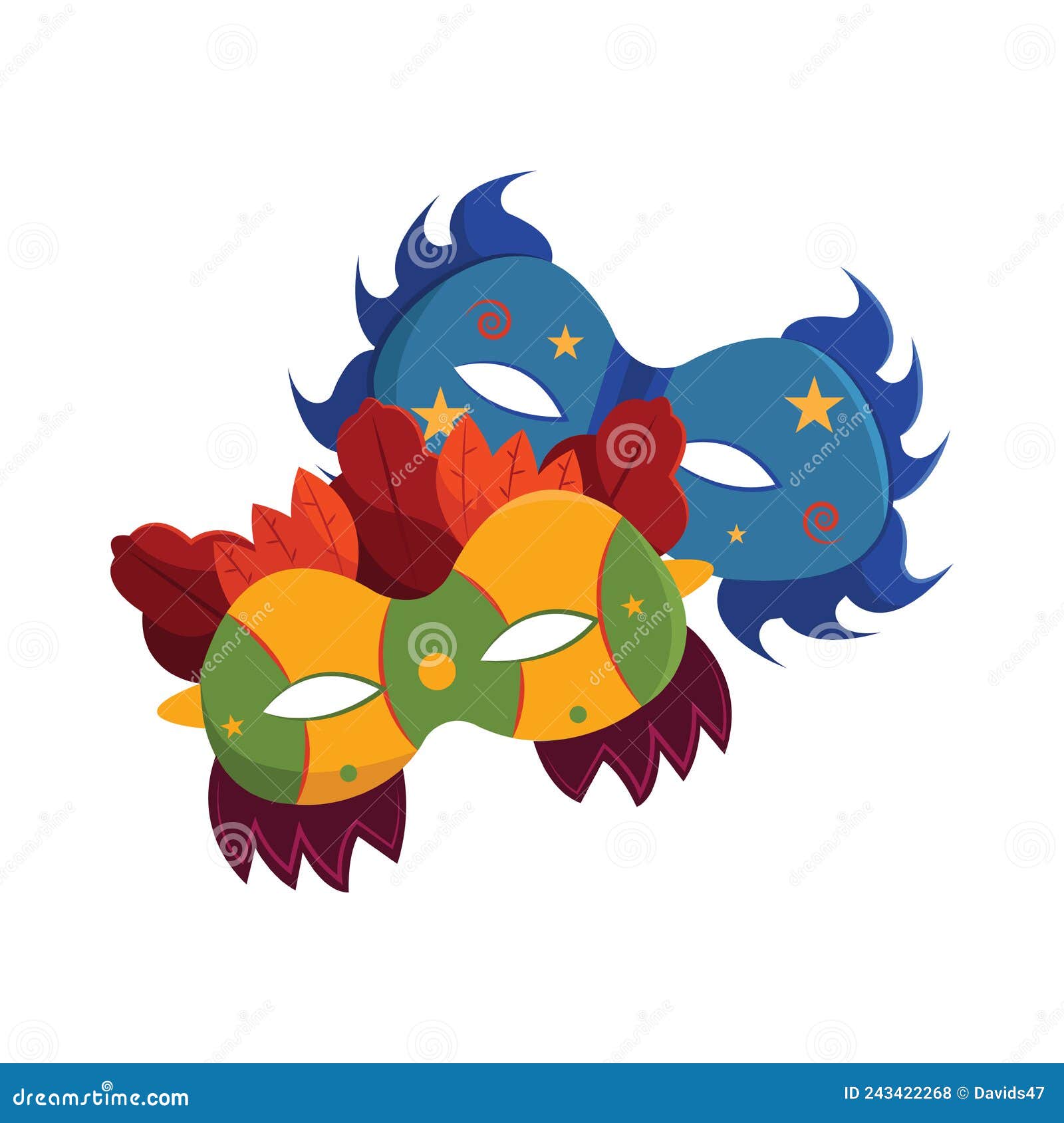 Pair of Colored Venetian Masks Vector Stock Vector - Illustration of ...