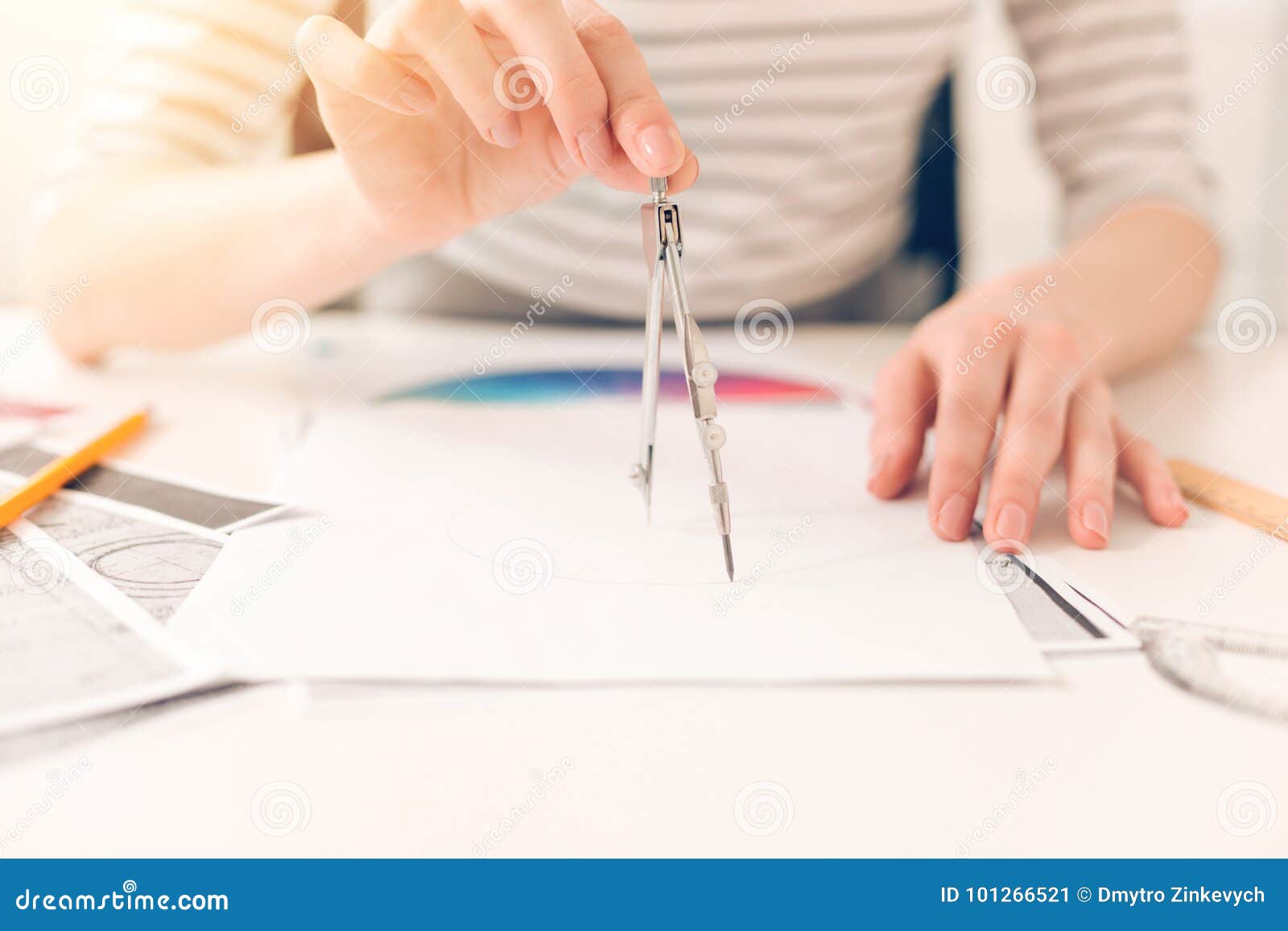 Pair of Compasses Being Used for a Drawing Stock Image - Image of ...