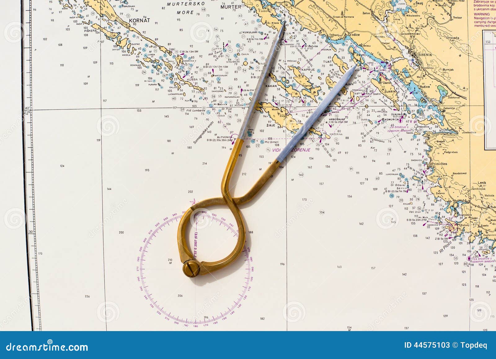Pair of Compasses for Navigation on a Sea Map Stock Image - Image of ...